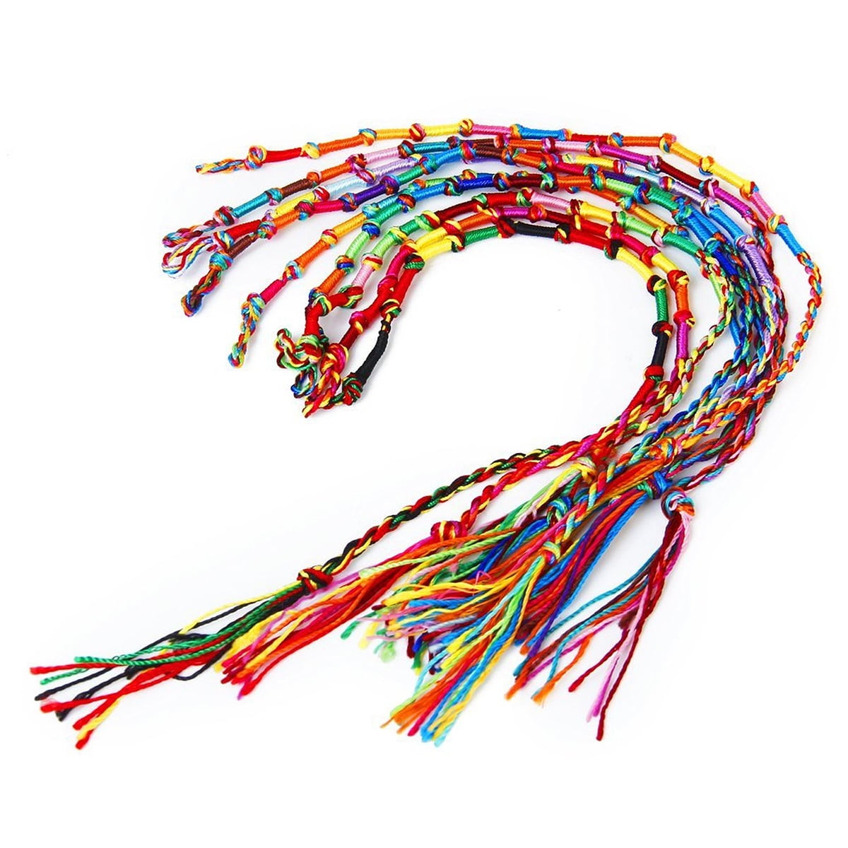 9pcs Hippie Style Colorful Knurled Braided Friendship Bracelets Thread ...