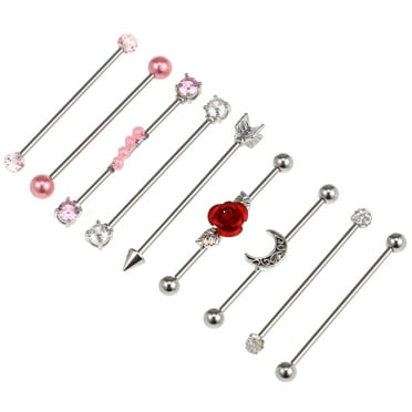 HOOUN Set of 12 Industrial Scaffold Bar Ear Piercing Straight Barbell ...