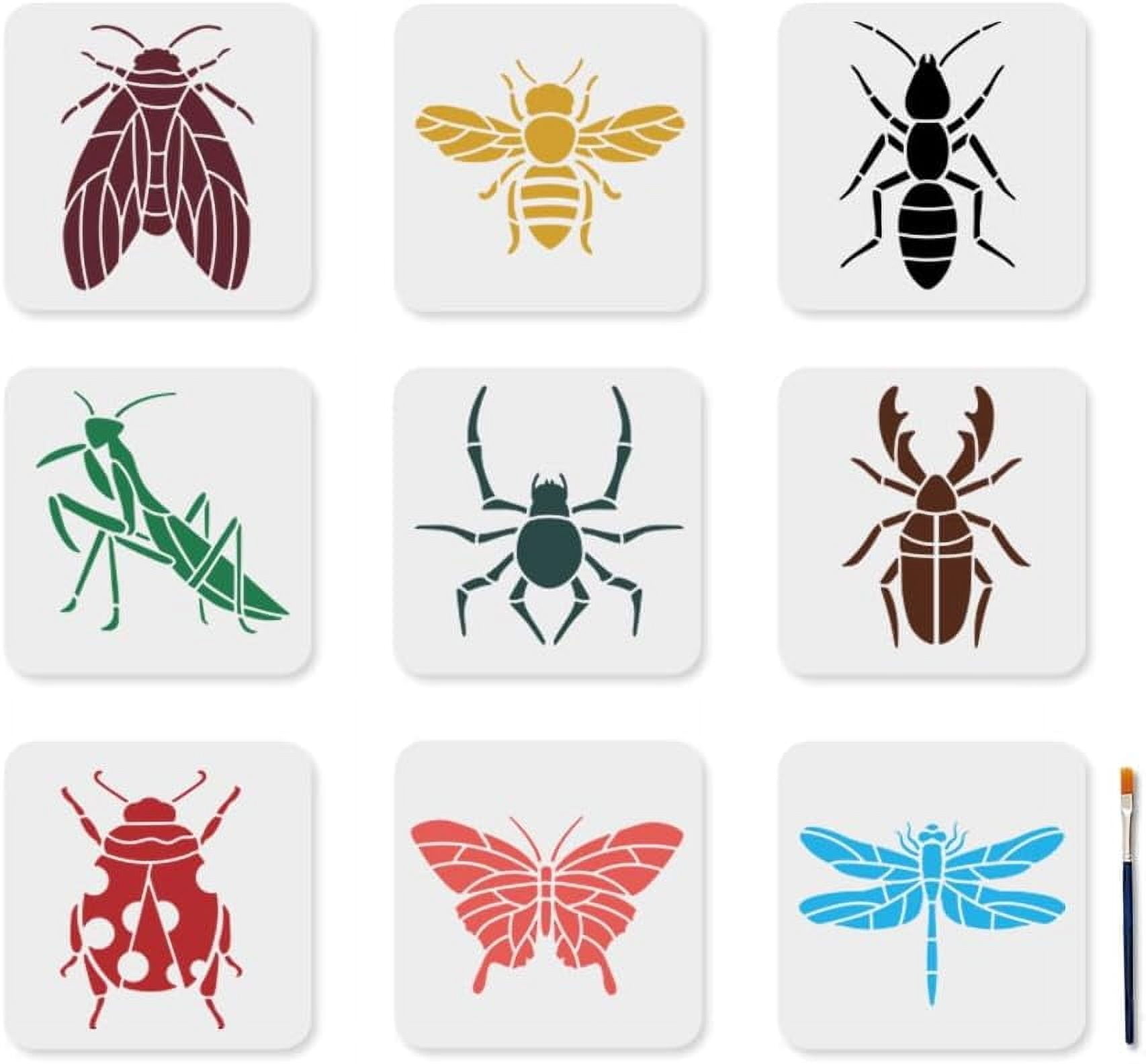 9pcs Insect Stencil 7.9×7.9inch Butterfly Dragonfly Mantis Bee Stencil ...