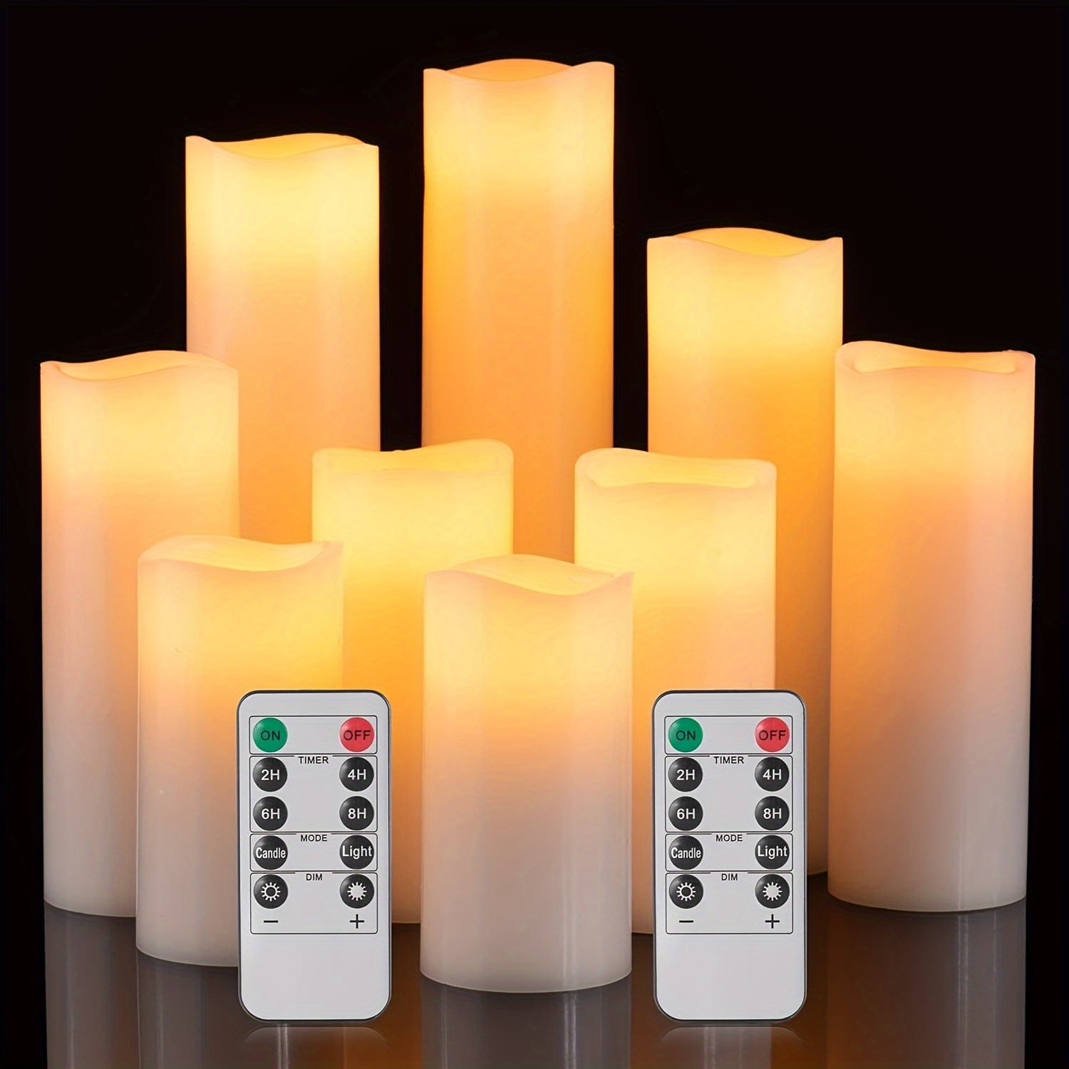 9pcs Ivory White Flameless LED Candles | Remote Control & 24H Timer ...