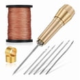 9pcs Leather Sewing Awl Kit with Copper Handle with 6 Needles for ...