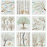 9pcs Life of Tree Stencils 7.9x7.9 inch Aspen Trees/Life Tree Stencils ...