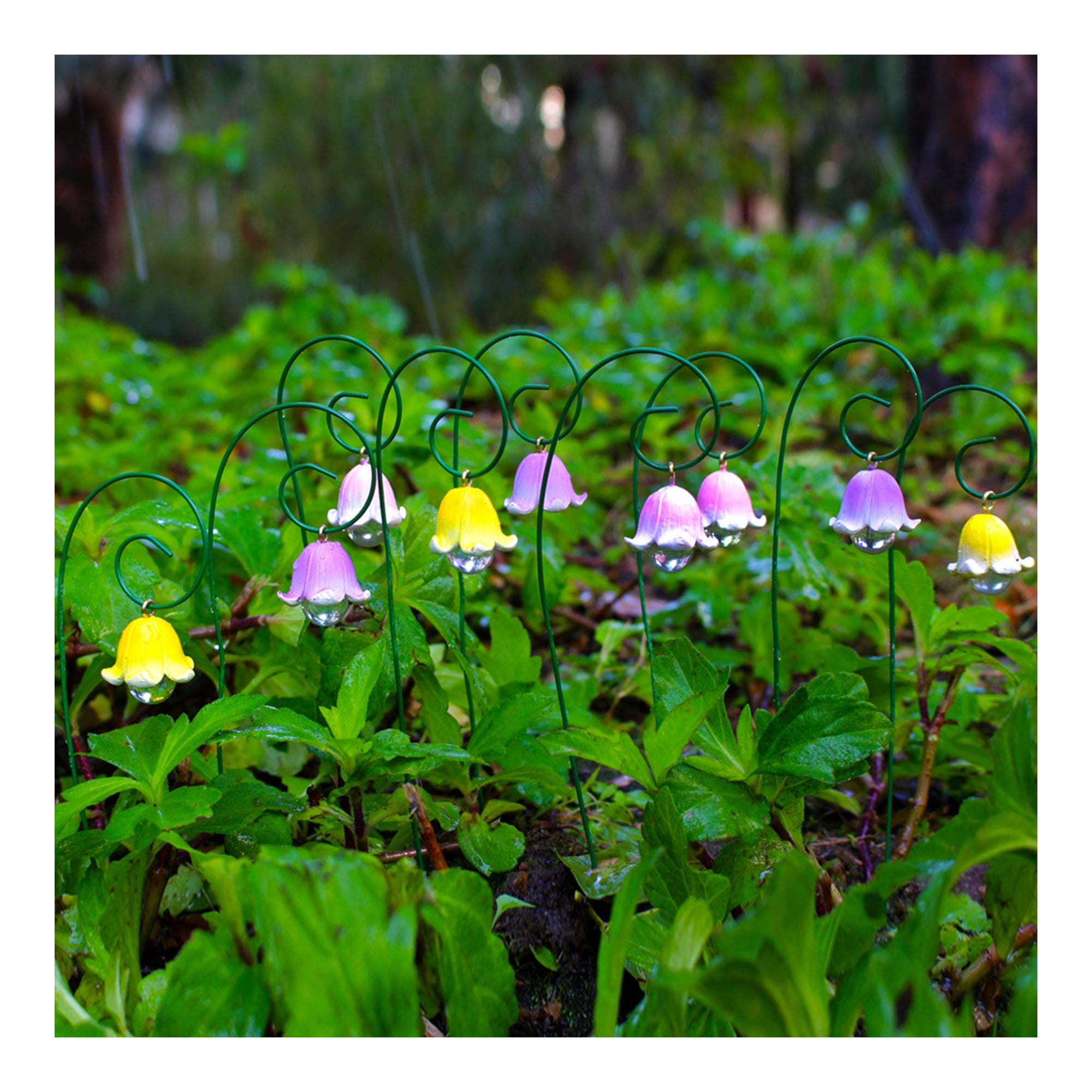 9pcs Lily of The Valley Garden Stake Decor, 7” Decorative Lily Bulb ...