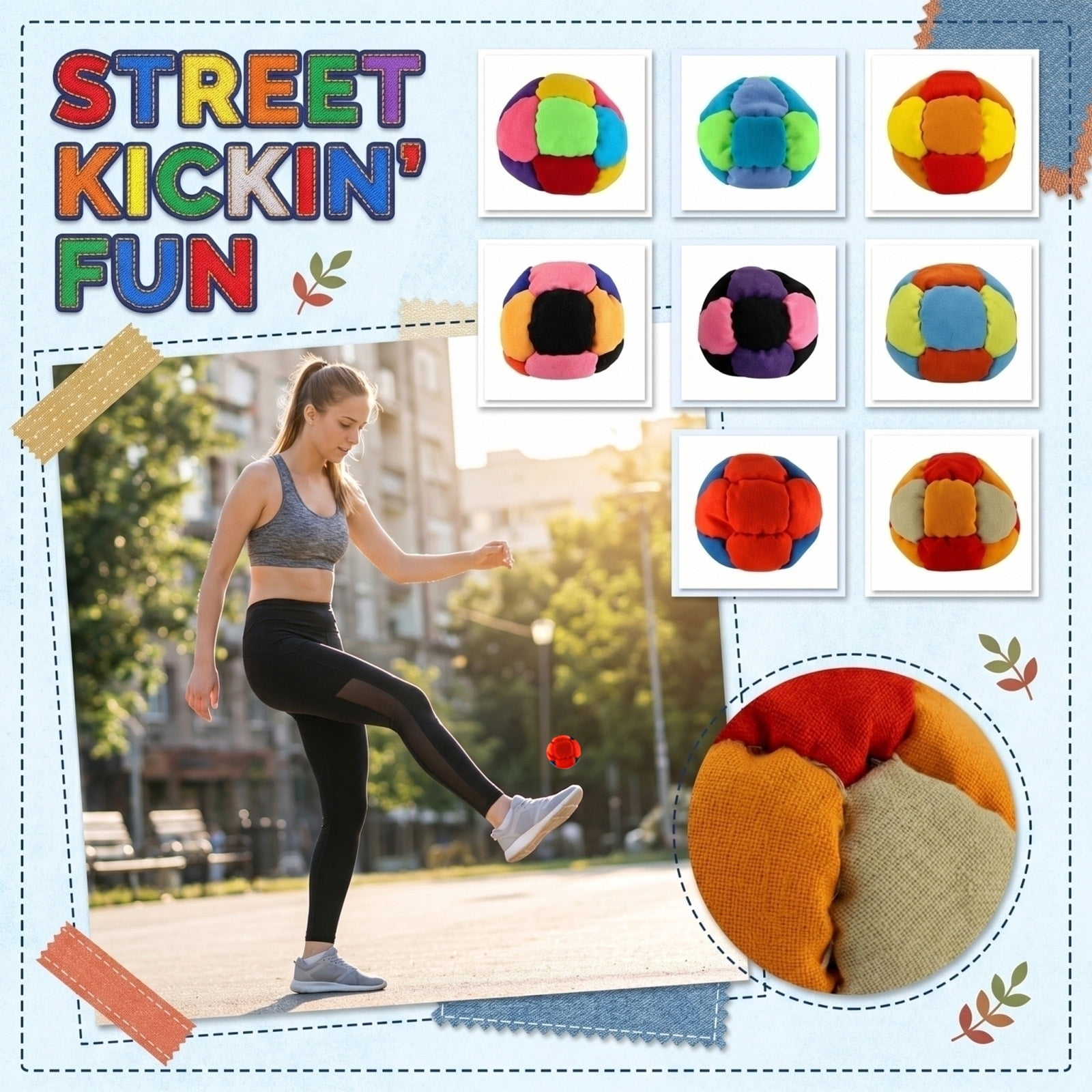9pcs Linen Hacky Sack Set, Sand Filled Footbag Accessory, Professional ...