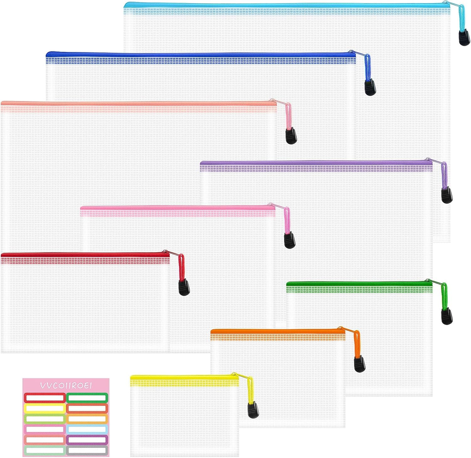 9pcs Mesh Zipper Pouch Bags, 9 Sizes Zipper Pouch, Mesh Bags With ...