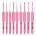 9pcs Pink Crochet Hooks Set Ergonomic Aluminum Sweater DIY Handmade ...
