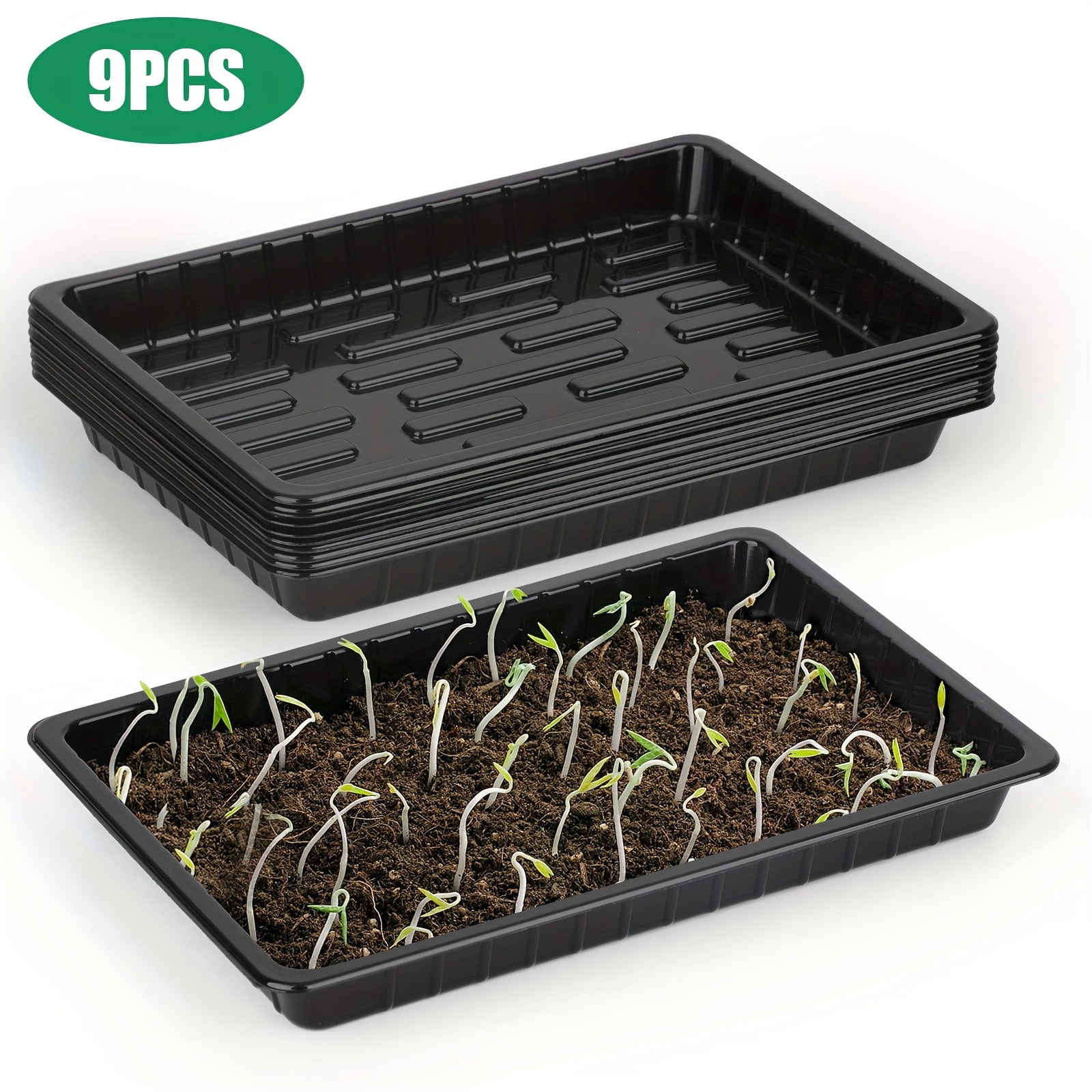 9pcs Plant Growing Trays, Plastic Portable Seedling Tray for Garden and ...