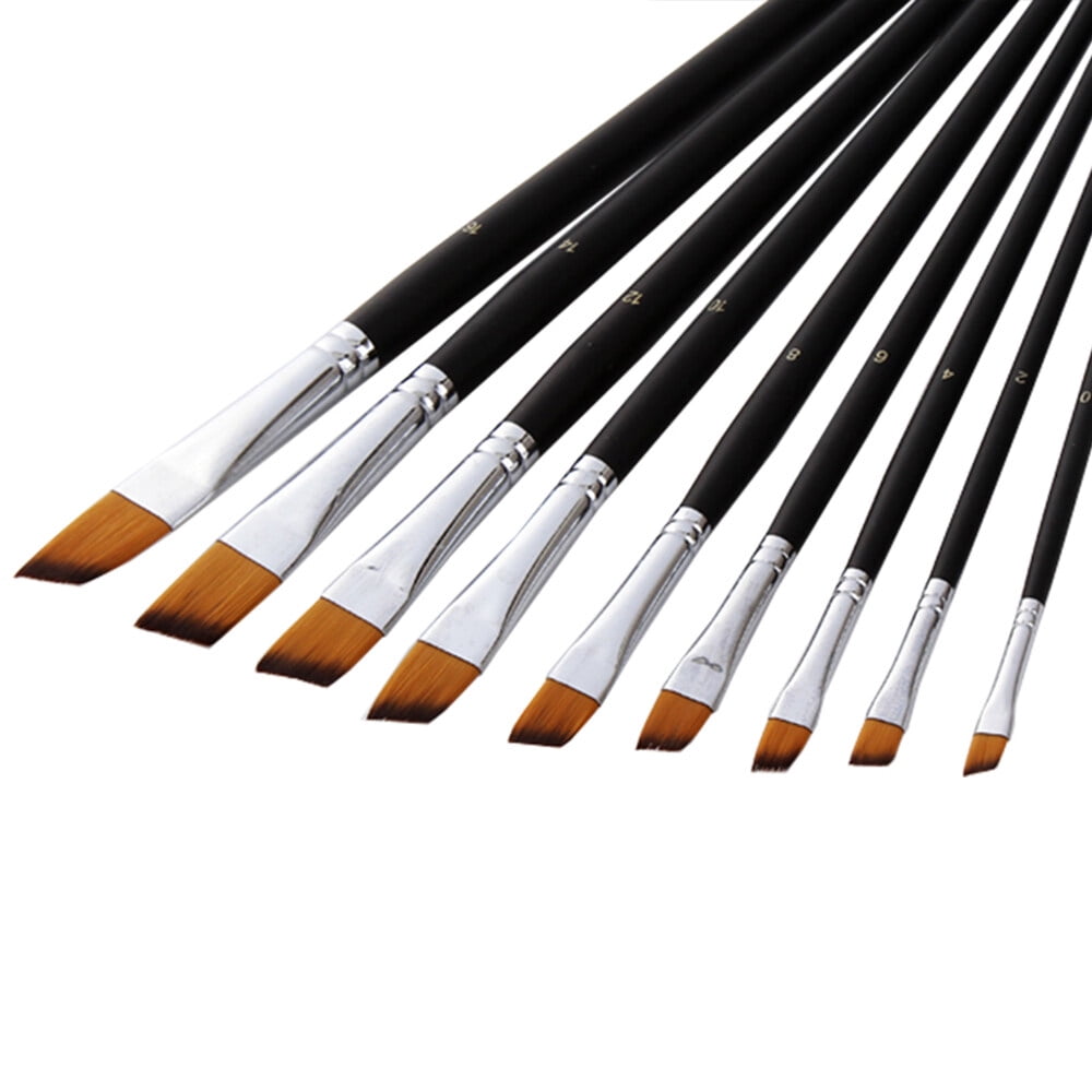 9pcs Professional Artist Paint Brushes Set Black Long Wooden Handle ...