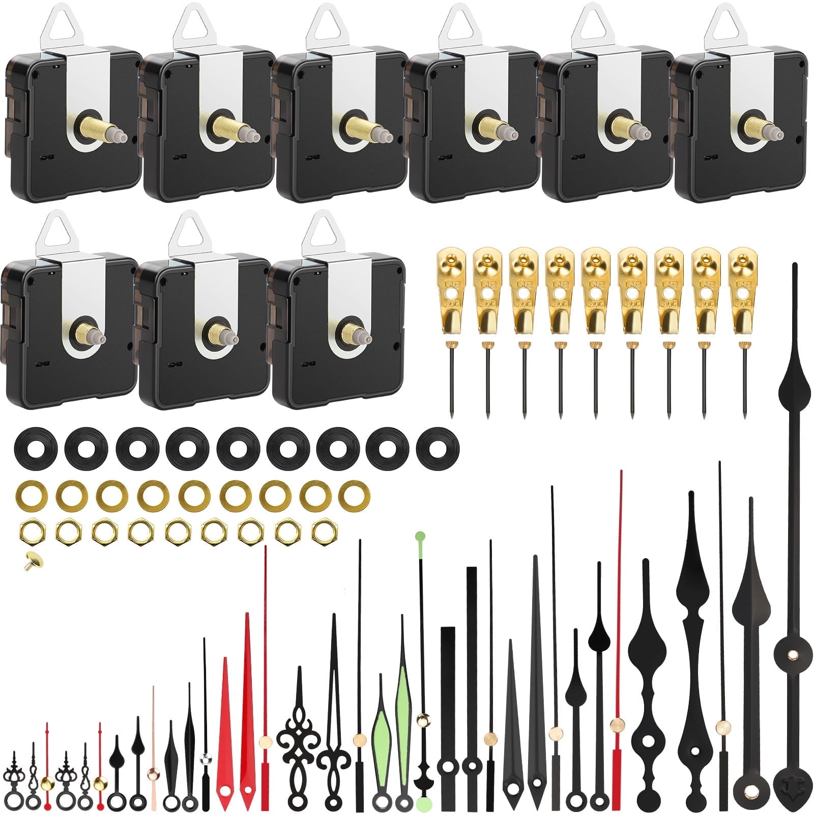 9pcs Quartz Clock Movement Kit, EEEkit DIY Clock Part with 12pairs ...