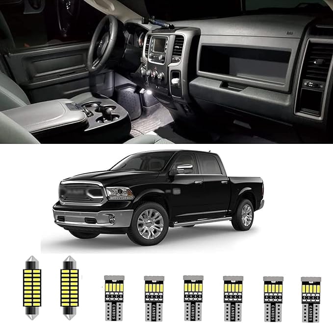 9pcs Ram Interior LED Lights Kit Ultra Bright White LED Replacement ...