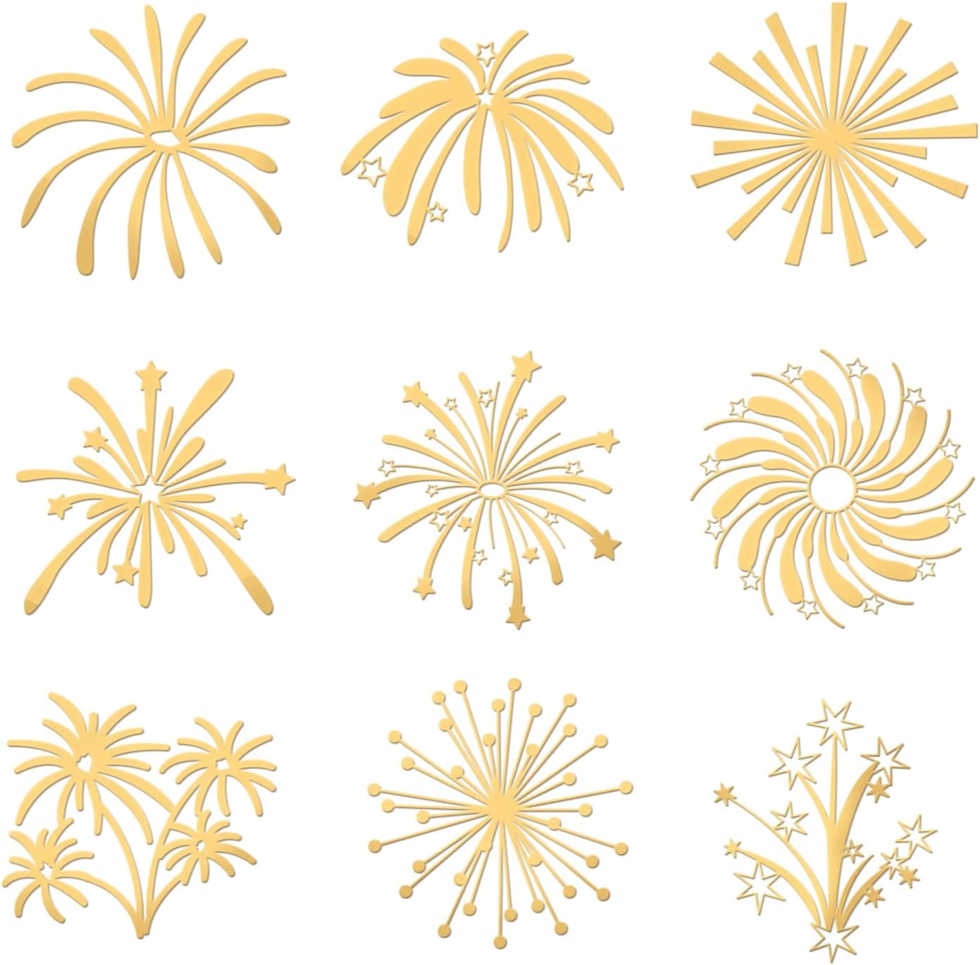 9pcs Self Adhesive Golden Brass Stickers Metal Stickers Fireworks ...