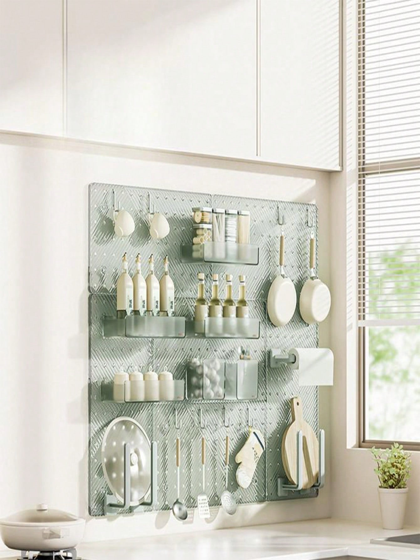 9pcs/Set Selectable Free Punching Hole Board Wall Shelf Storage Rack ...