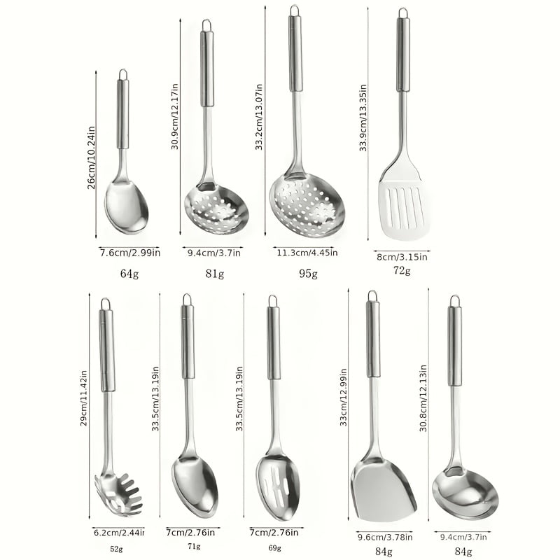 9pcs Stainless Steel Kitchen Utensil Set - Durable, Non-Stick ...