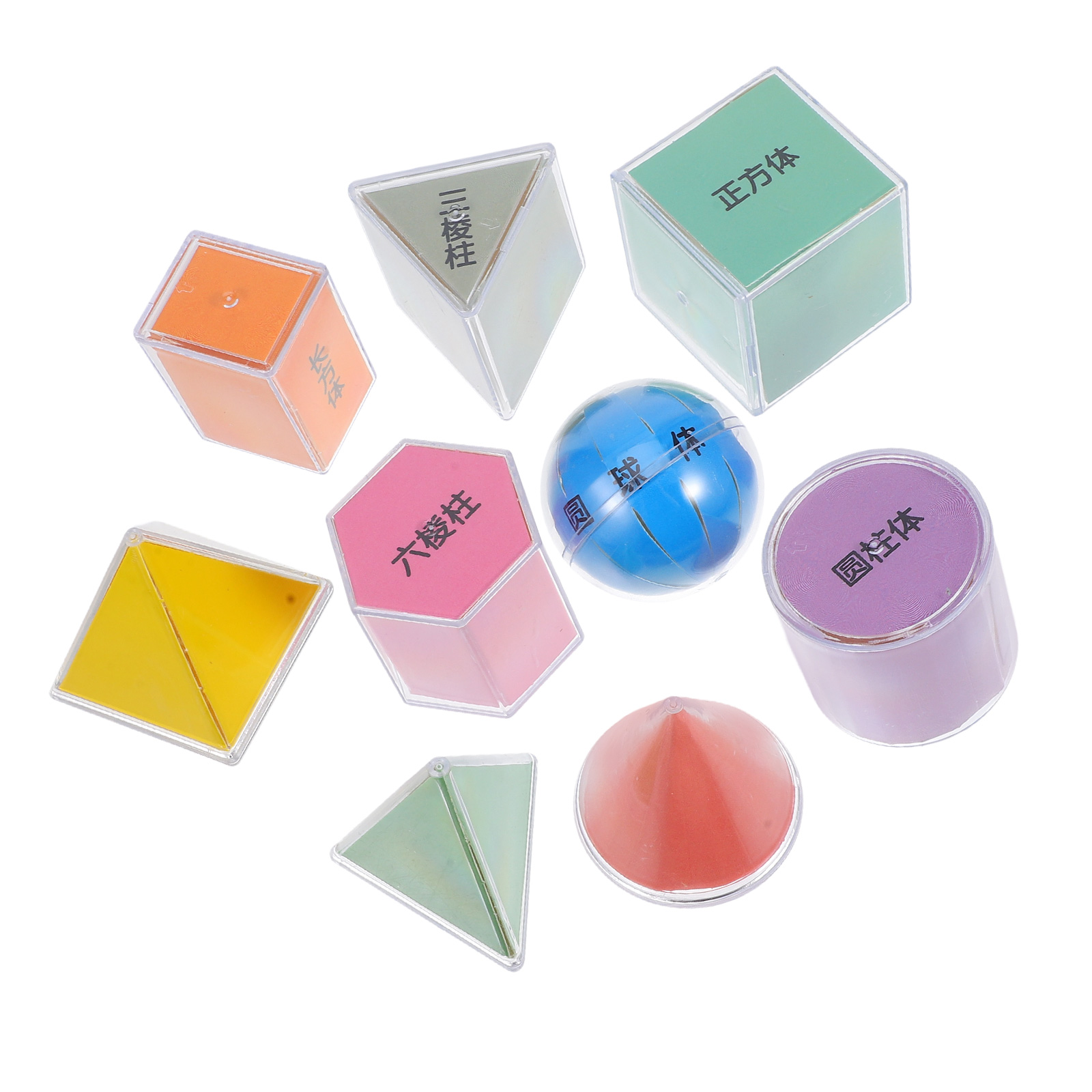 9pcs Translucent Light Table Toys 3D Geometric Solids Transparent ...
