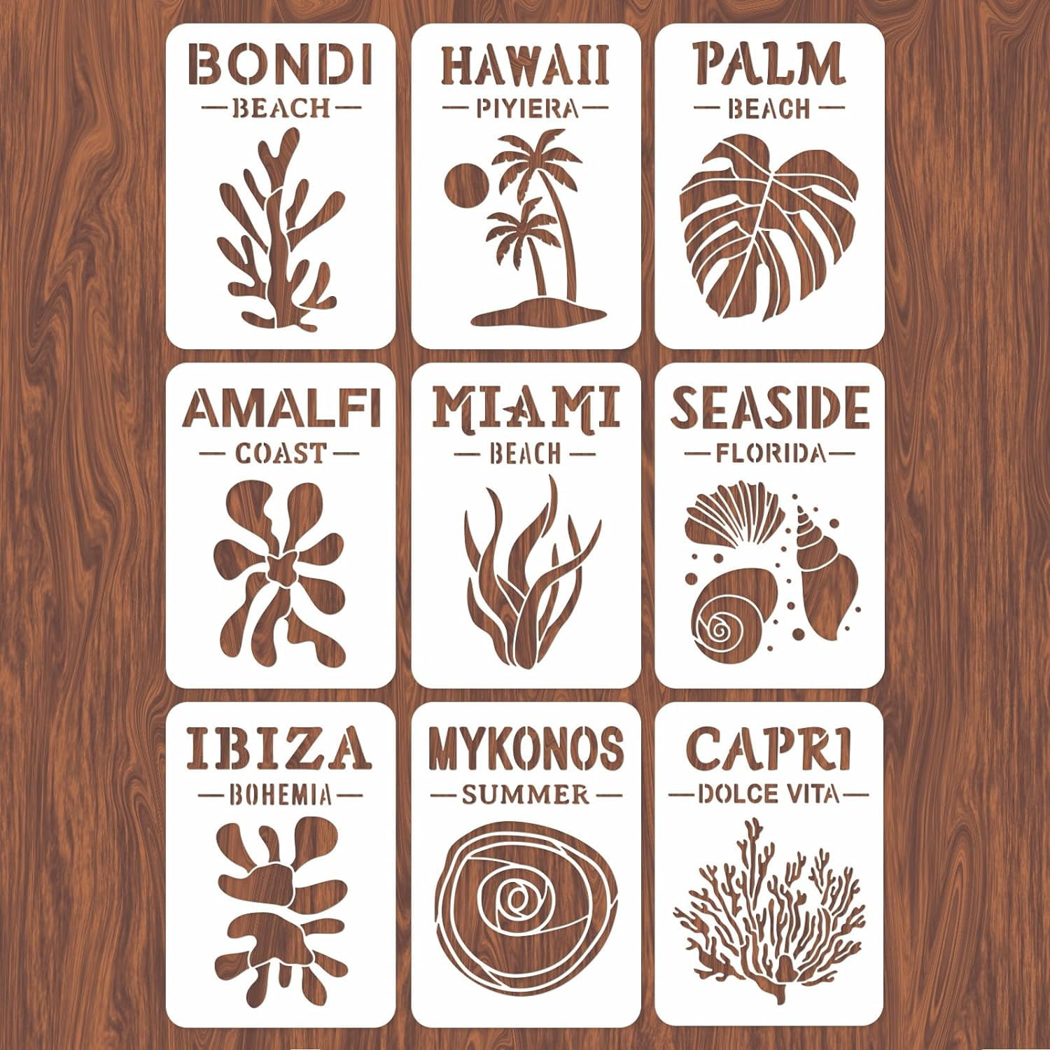 9pcs Travel Poster Stencils for Painting Reusable Landscape Large ...