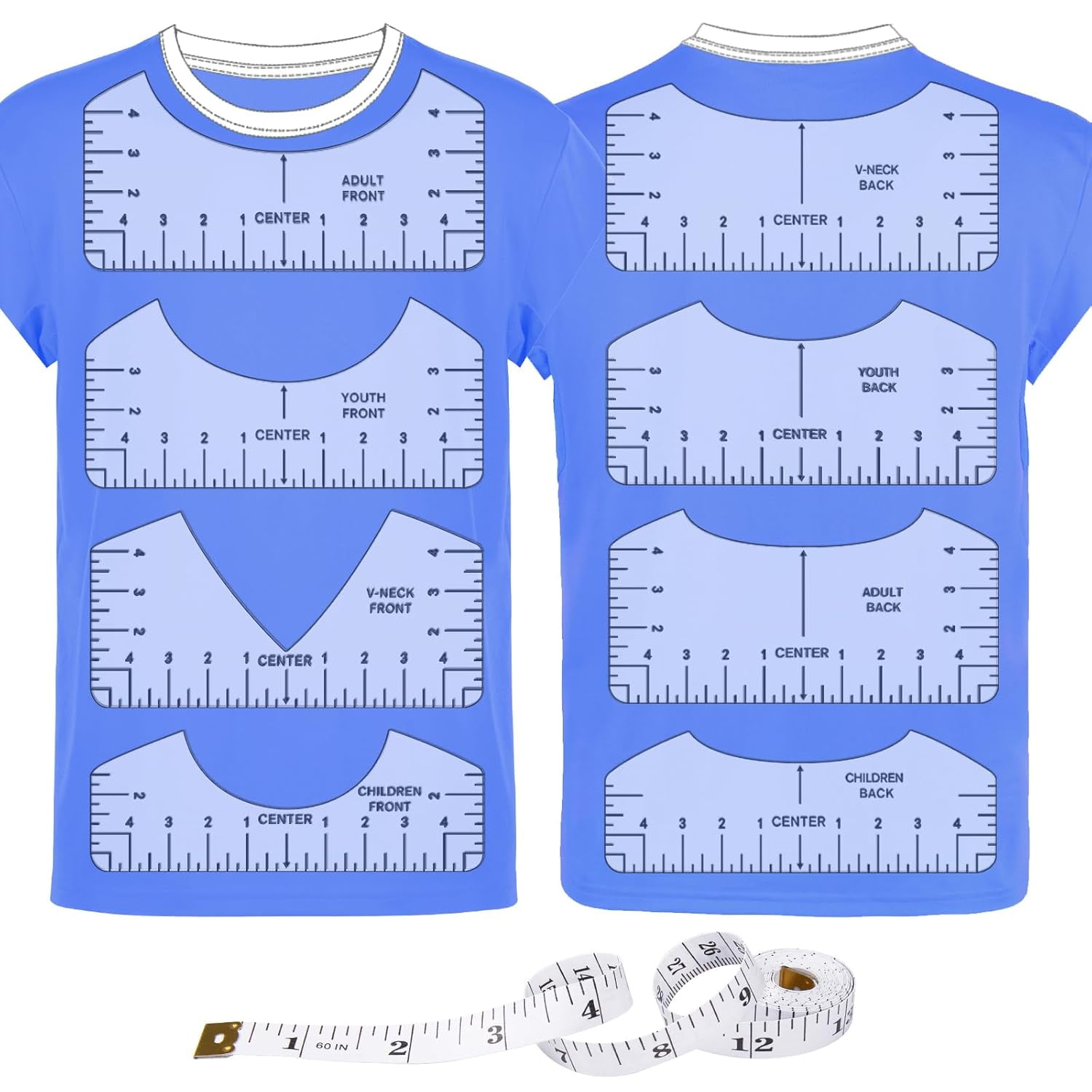 9pcs Tshirt Ruler Guide for Vinyl Alignment, T Shirt Rulers to Center ...