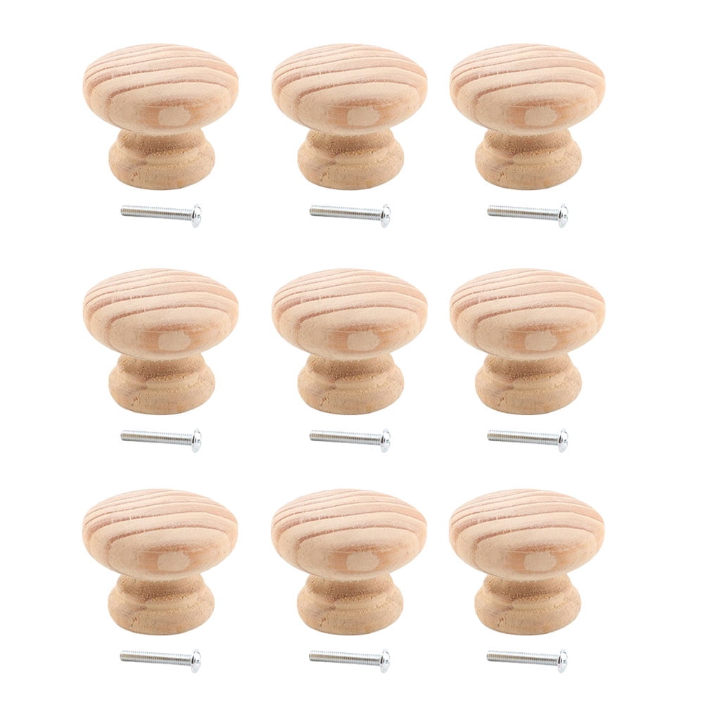 9pcs Wooden Cabinet Knobs Simple Round Dresser Handles Drawer Pulls ...