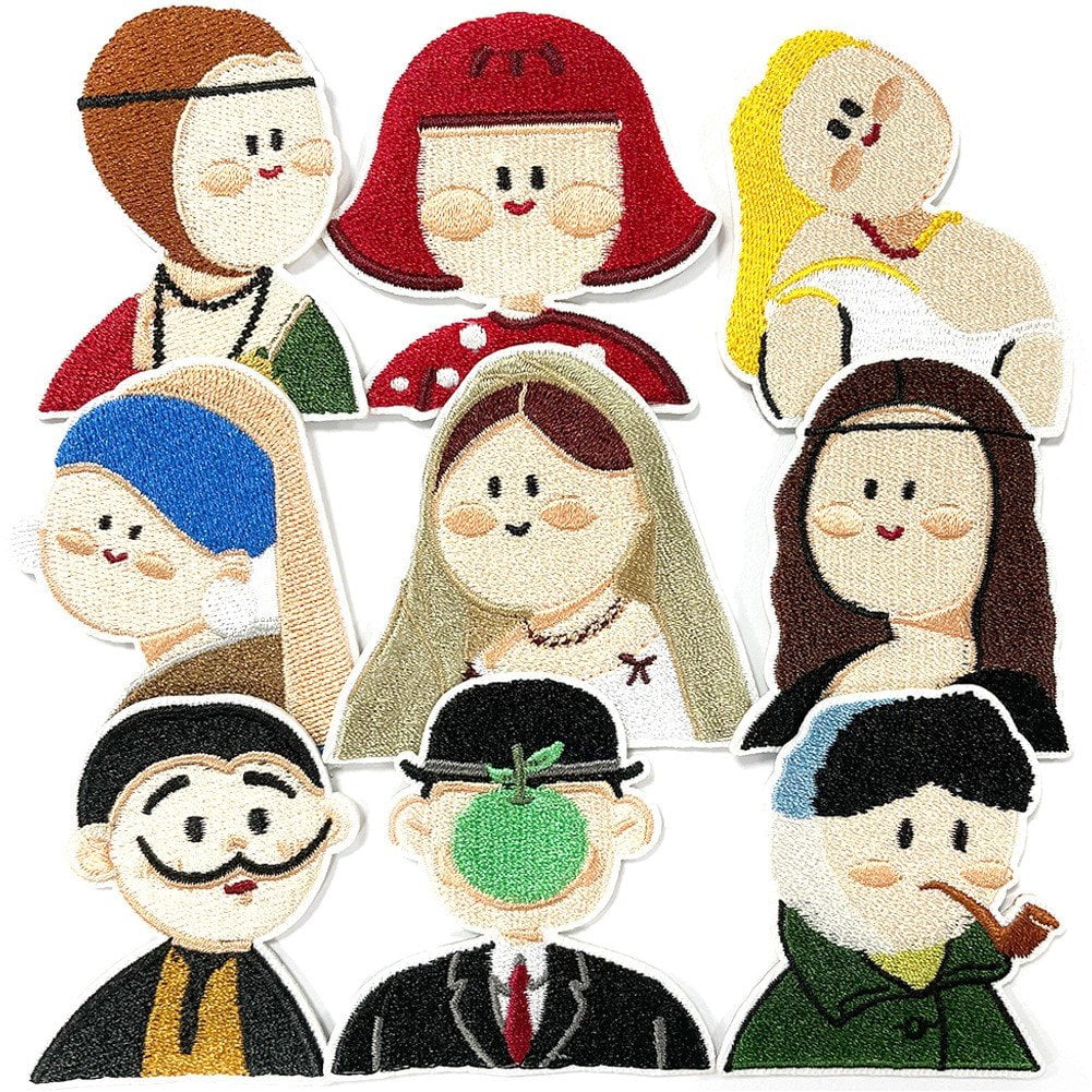 9pcs World Famous Oil Paintings Fun Embroidery Patch Iron on Patches ...