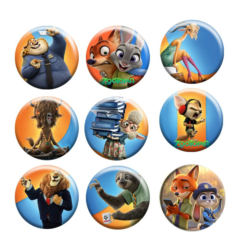 9pcs Zootopia cartoon badge buttons (58mm/2.2 inches) can be used as ...