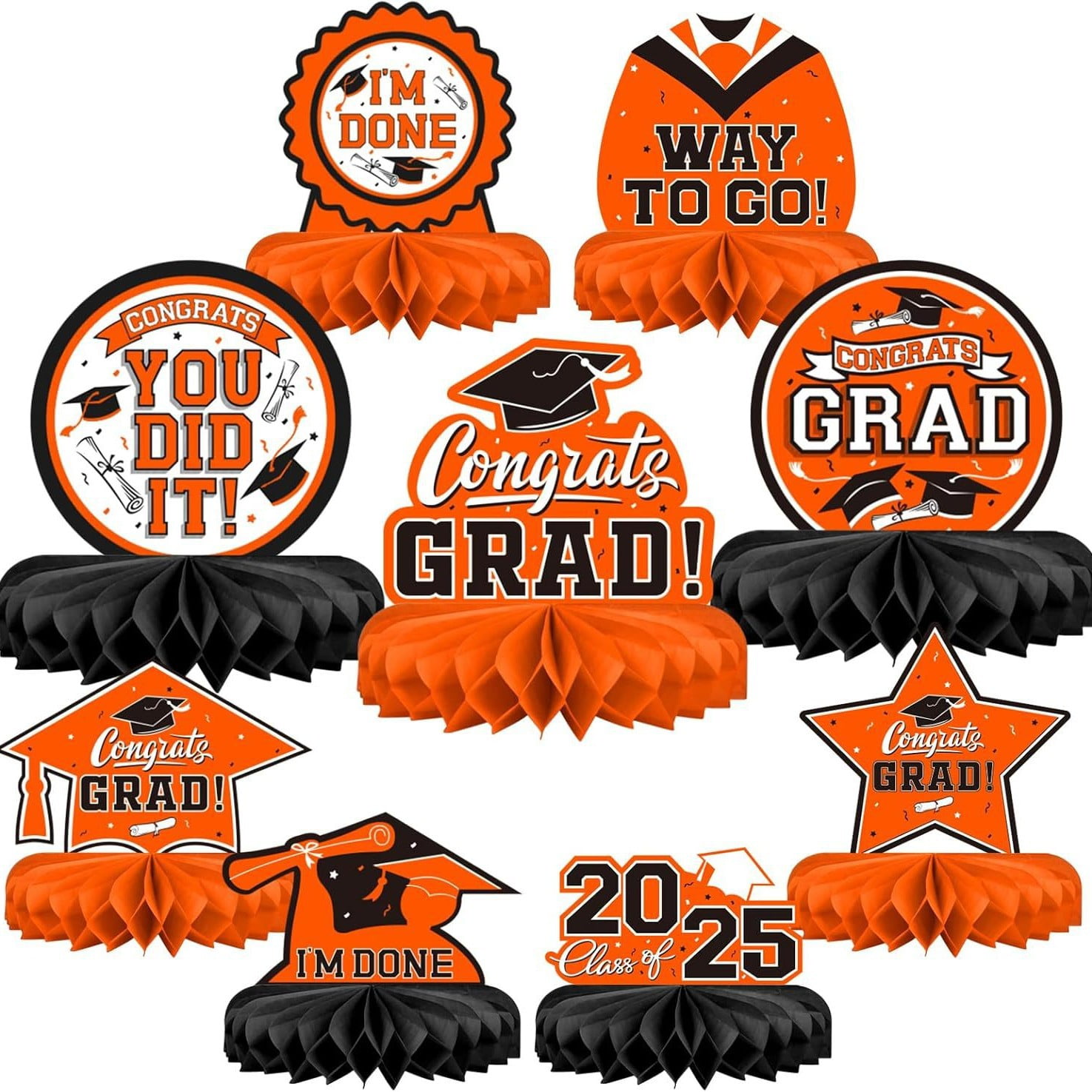 9pcs orange color Graduation Party Decorations Graduation Season ...