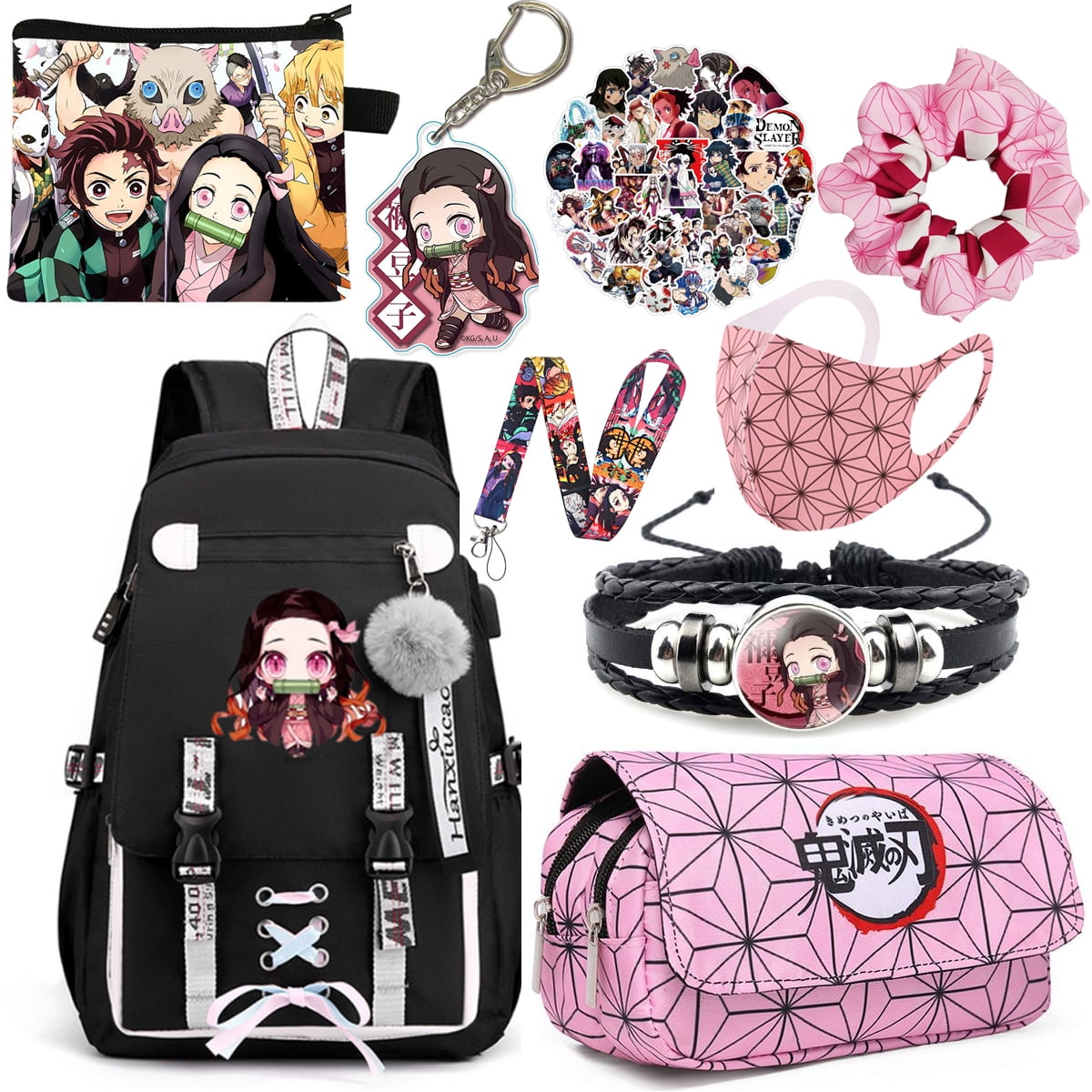 9pcs/set Demon Slayer Nezuko Laptop Backpacks, School bag - Walmart.com