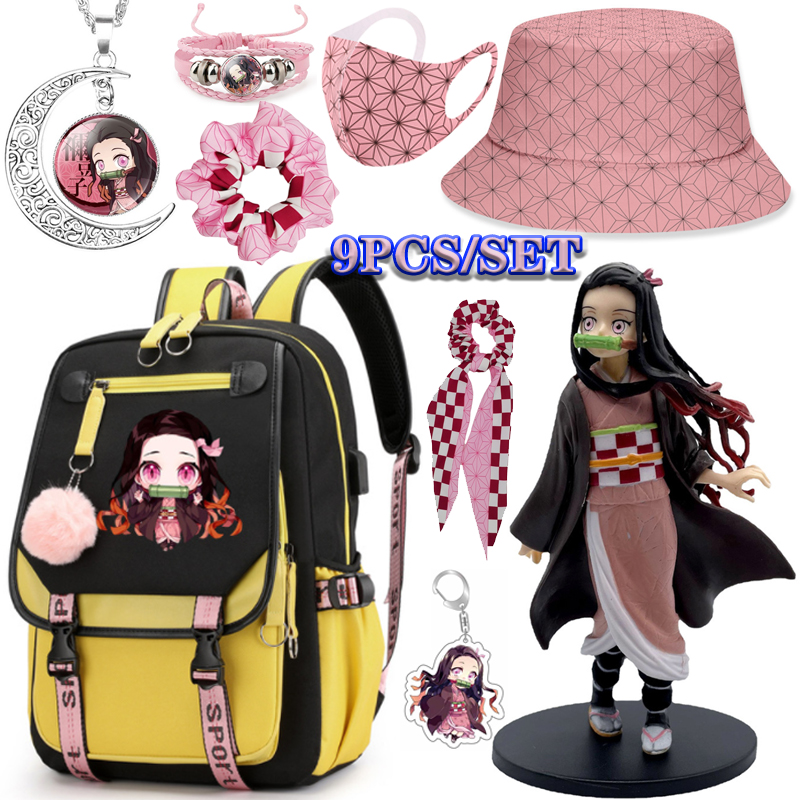 9pcs/set Demon Slayer Nezuko Students Backpack + doll - Walmart.com