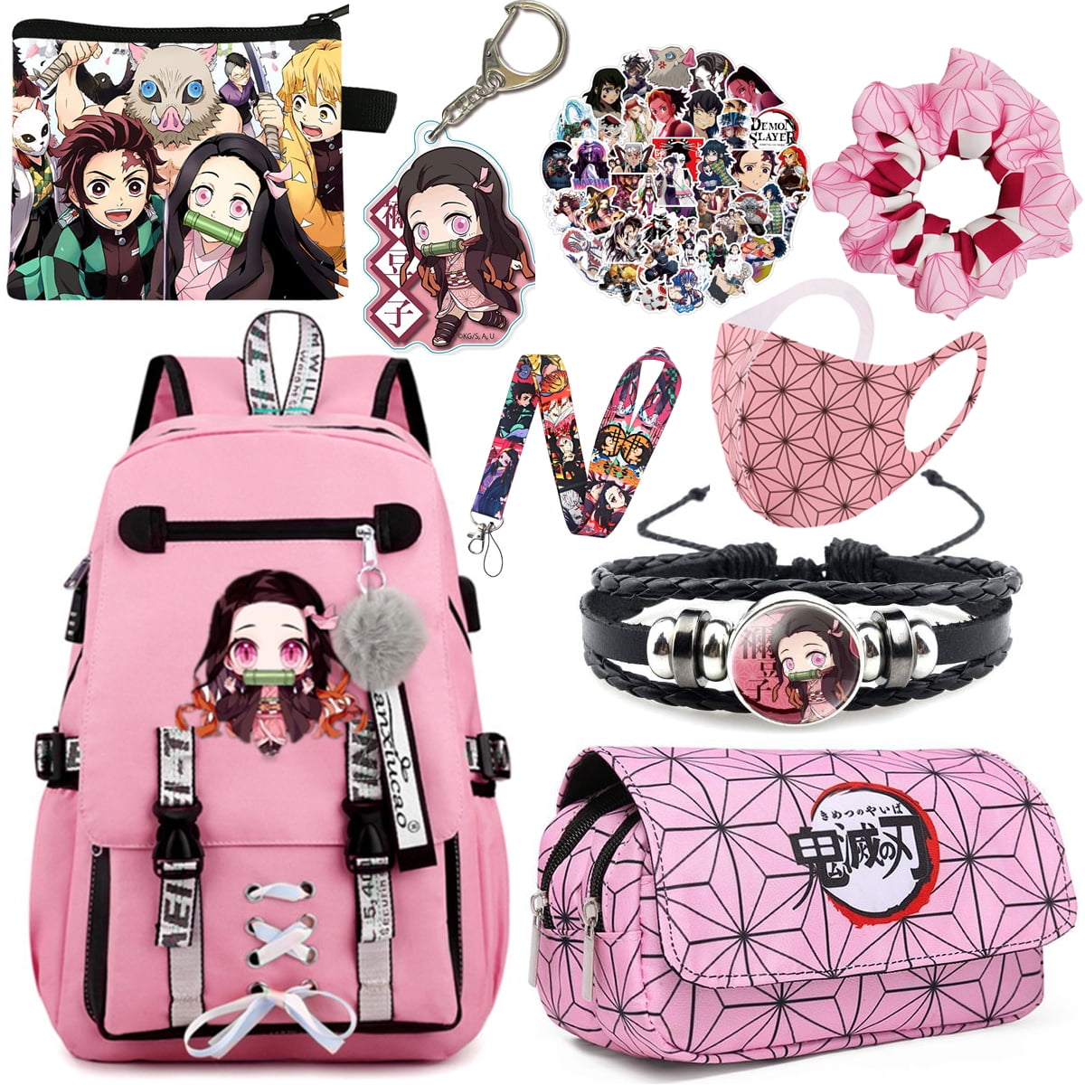 9pcs/set Rucksack Anime Demon Slayer Nezuko Backpacks - Walmart.com