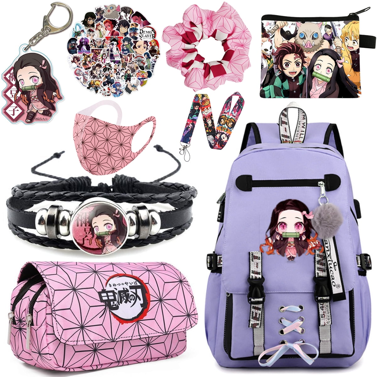 9pcs/set Rucksack Anime Demon Slayer Nezuko Backpacks - Walmart.com