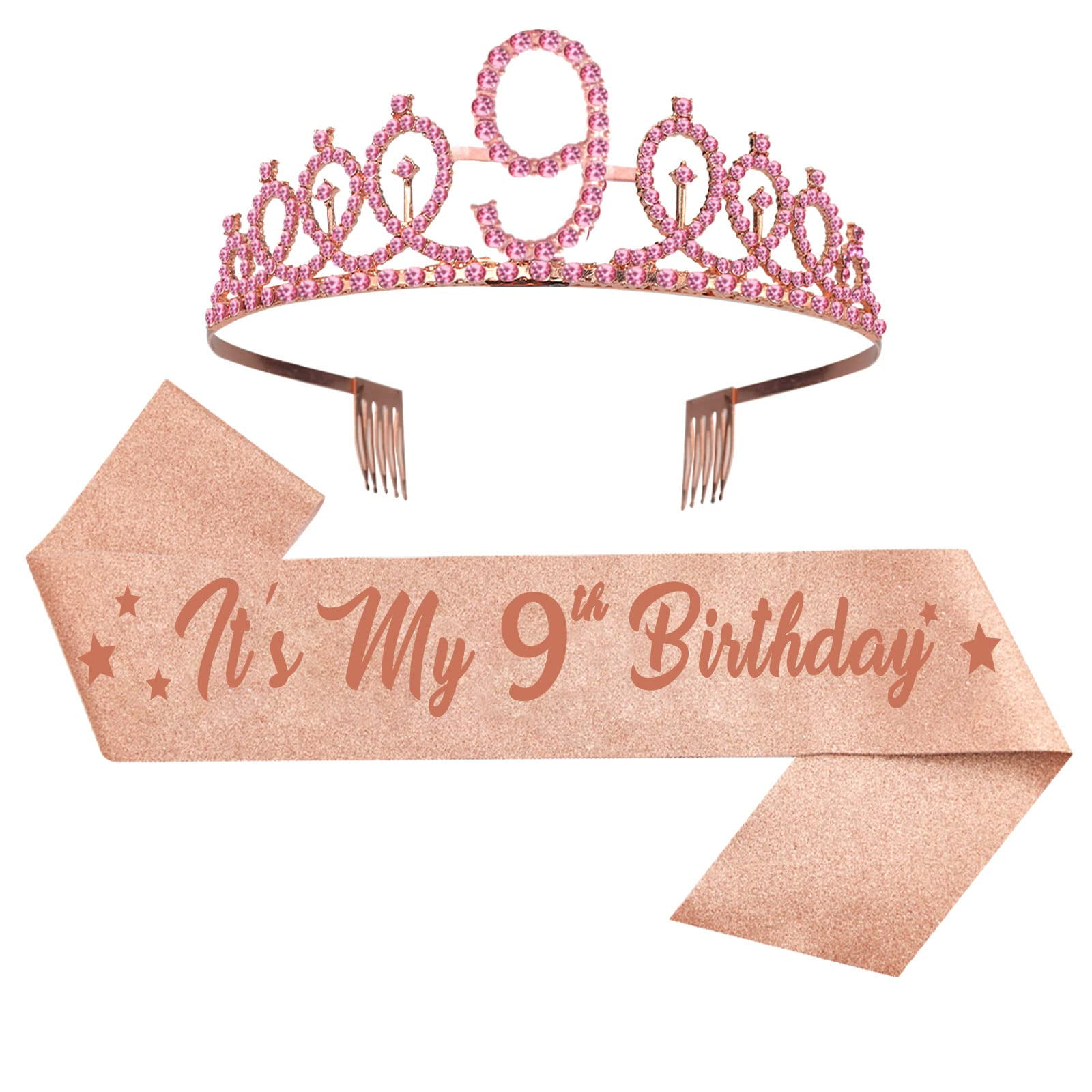 9th Birthday CM31 Decorations for Girl Including Birthday Sash & Crown ...