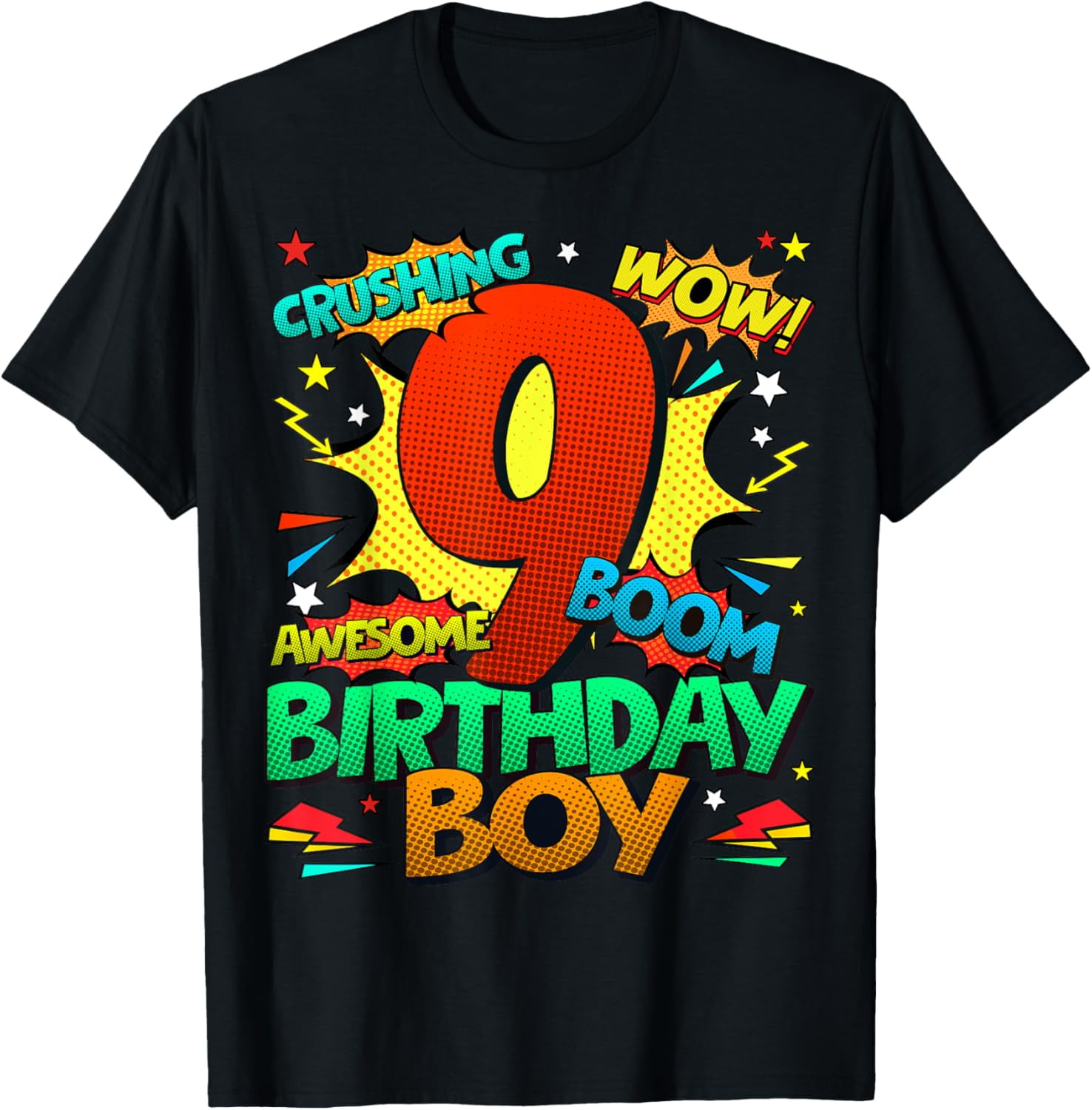 9th Birthday Kids Comic Style Kids Boys 9 Year Old Gifts T-Shirt ...
