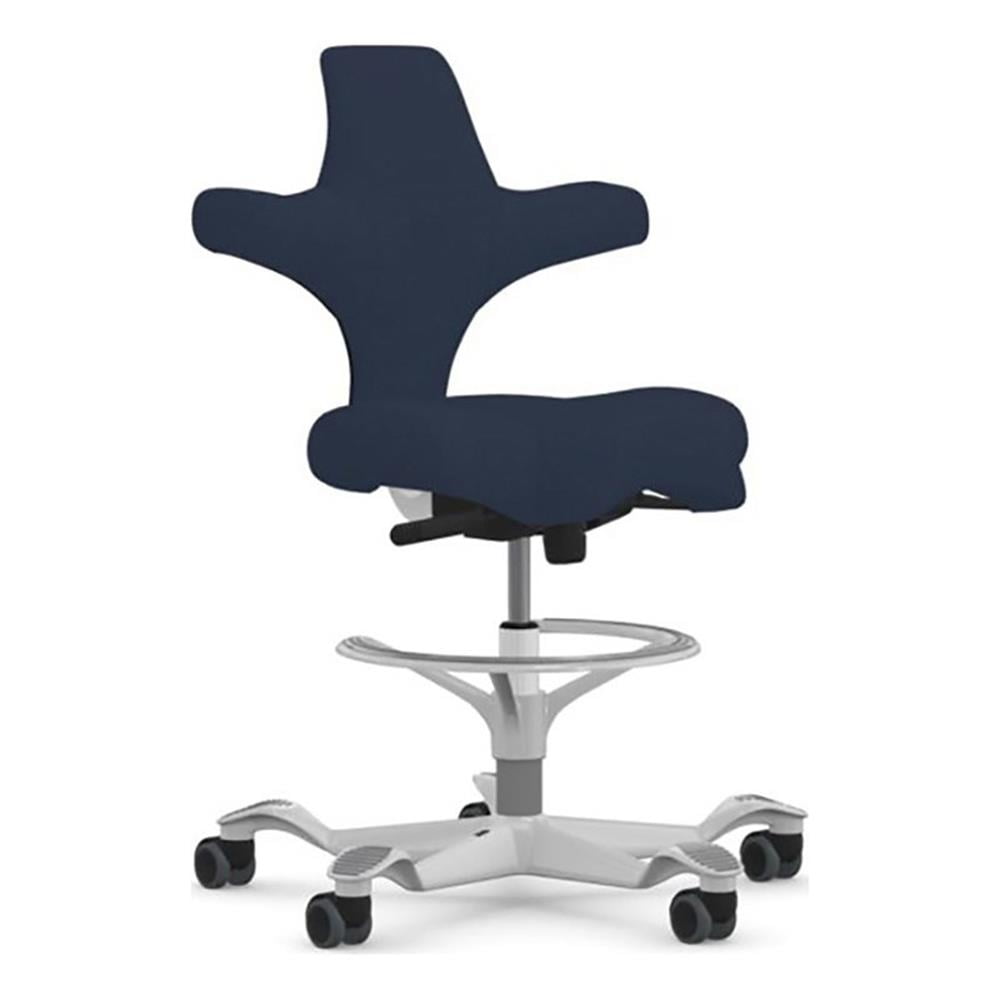 9to5 Seating Capisco 44" Fabric Office Chair w/ Foot Ring in Silver ...