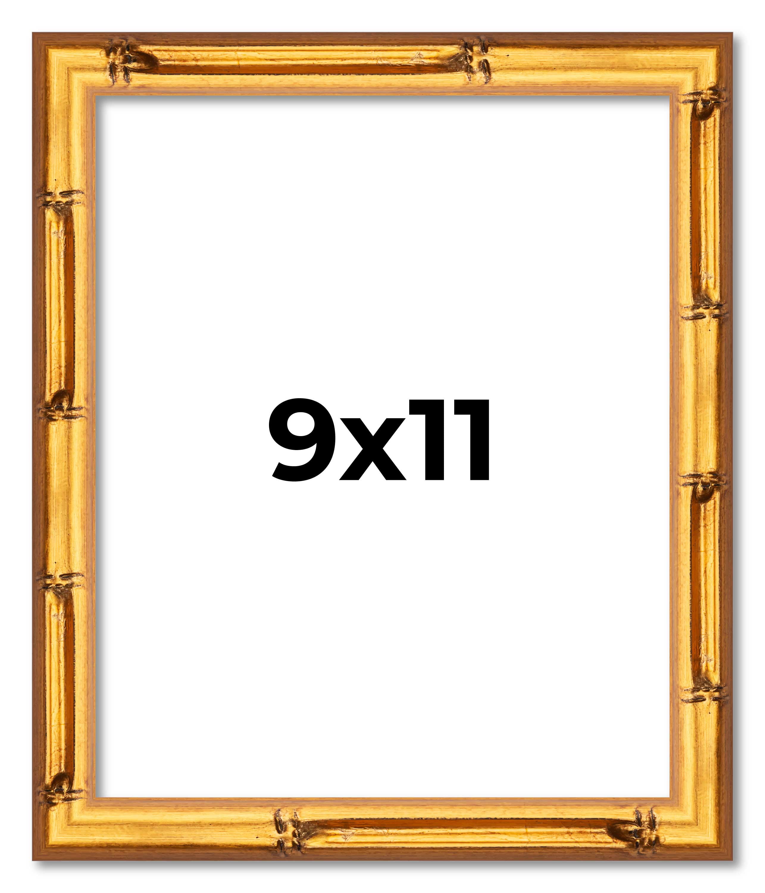 9x11 Frame Gold Bamboo Solid Wood Picture Frame | 1 Inch Moulding Width ...