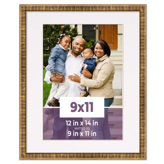 9x11 Frame Gold With White Picture Mat For 9x11 Photo - Gold 12x14 ...