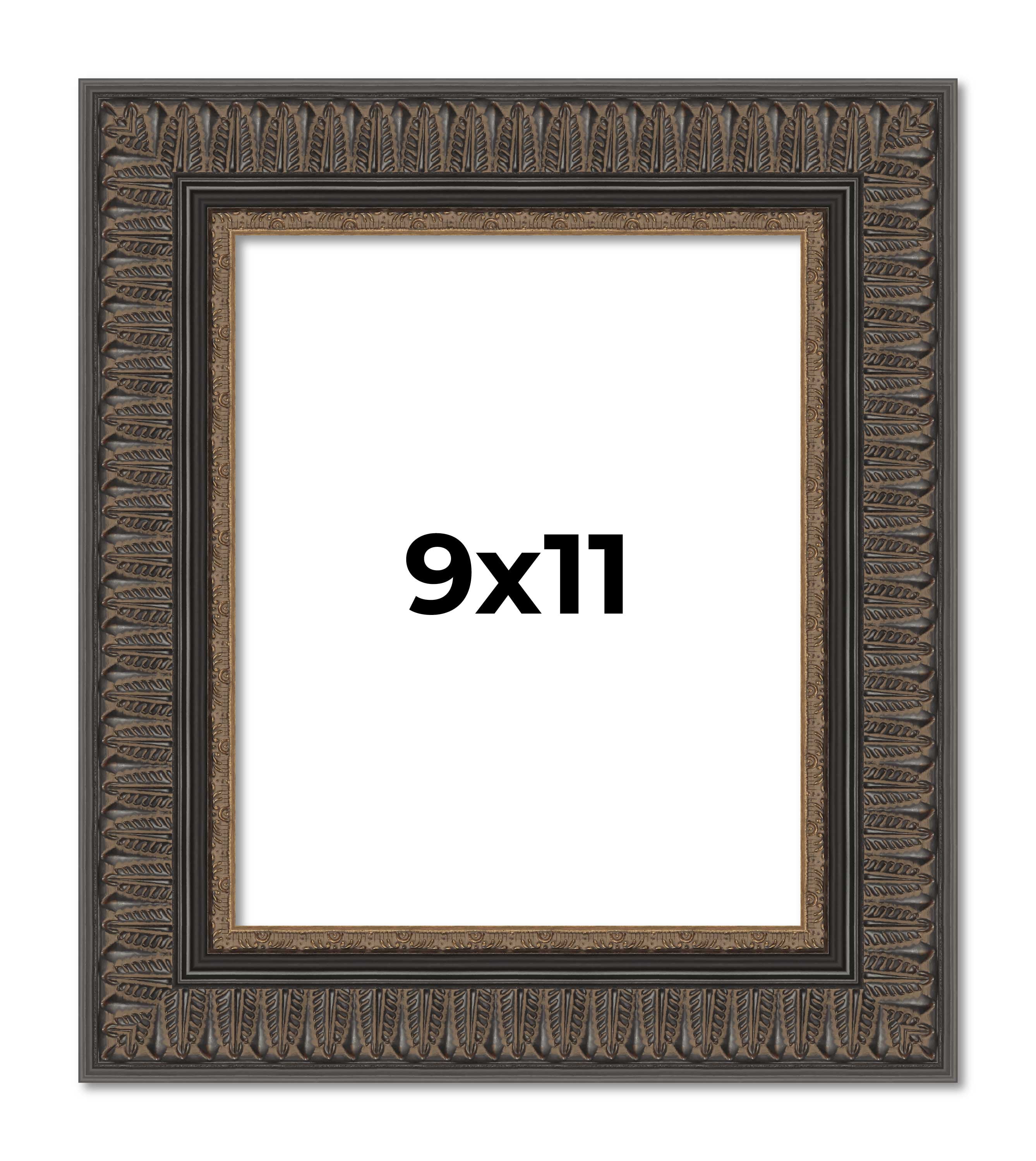9x11 Museum Brown Picture Frame - UV Acrylic, Foam Board Backing ...