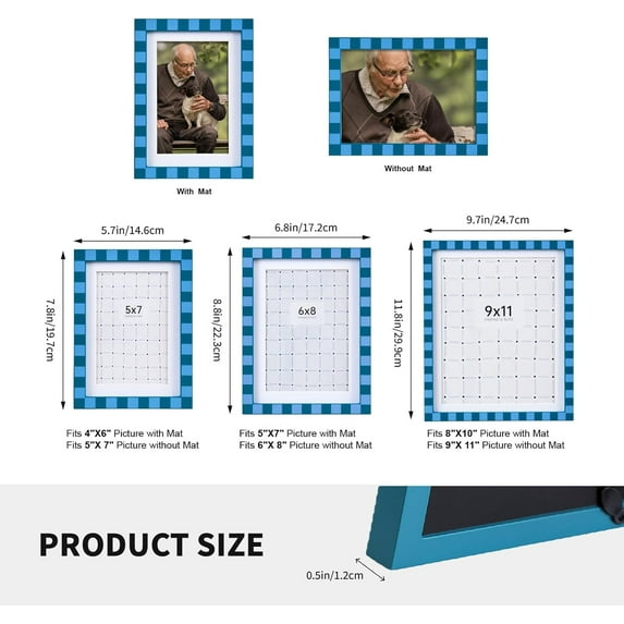 9x11 Picture Frame, Checker Pattern Wooden Picture Frames for Wall ...