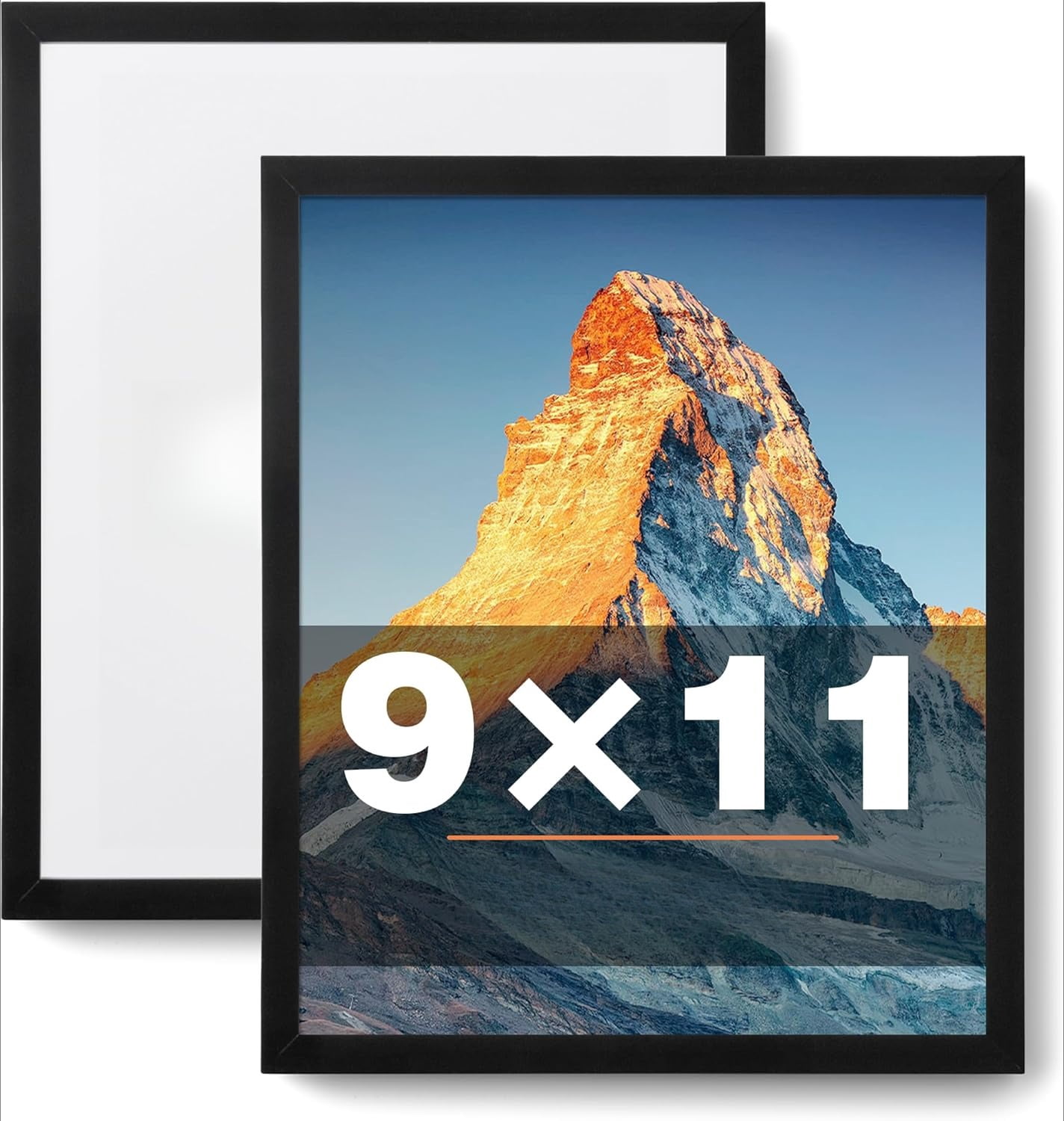 9x11 Picture Frame Set of 2,Black Photo Frame for 9x11 Without Mat,Thin ...