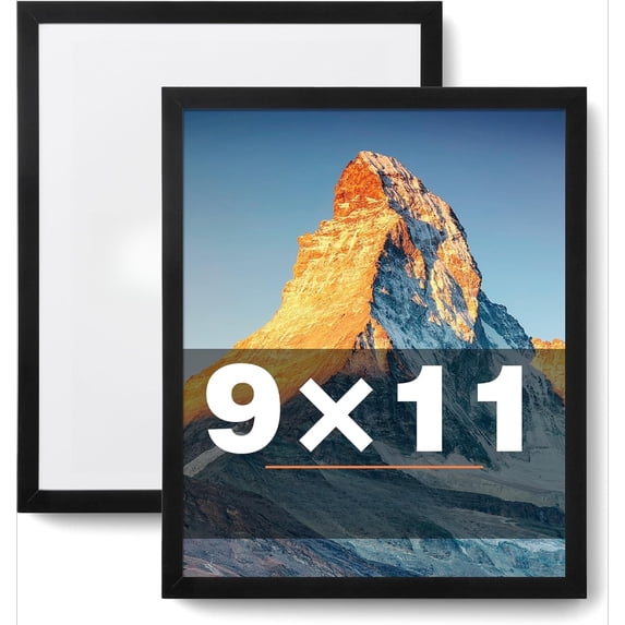 9x11 Picture Frame Set of 2,Black Photo Frame for 9x11 Without Mat,Thin ...