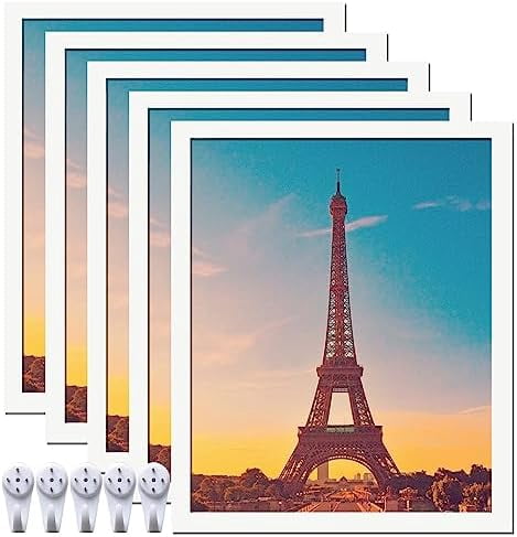 9x11 Picture Frame Set of 5, White Photo Frames High Transparent Wall ...