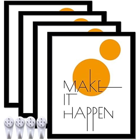 9x11 Picture Frame Set of 4, Black 9 x 11 Frame High Transparent Wall ...