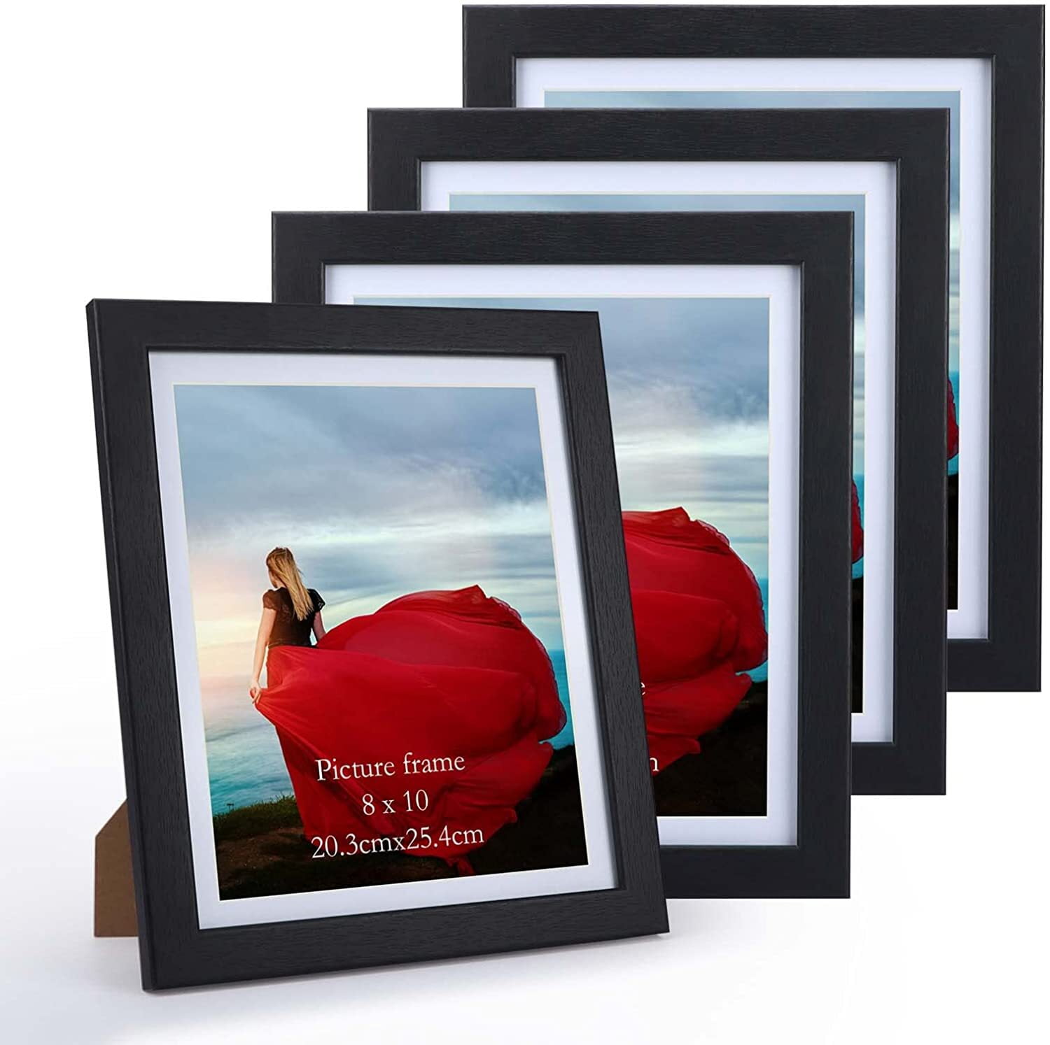 Gallery Wall Black Photo Frame Set of 4, 8x10 Durable MDF Wood Frames ...