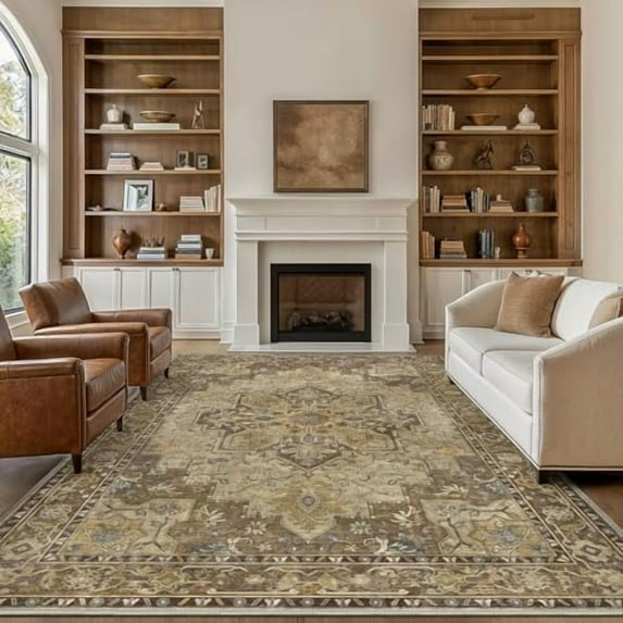 9x12 Area Rugs for Living Room, Machine Washable Non Slip Vintage Rugs ...