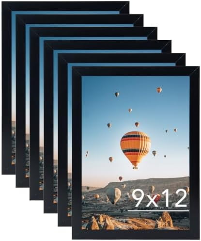 9x12 Black Picture Frame Set of 6, Horizontal and Vertical Formats for ...