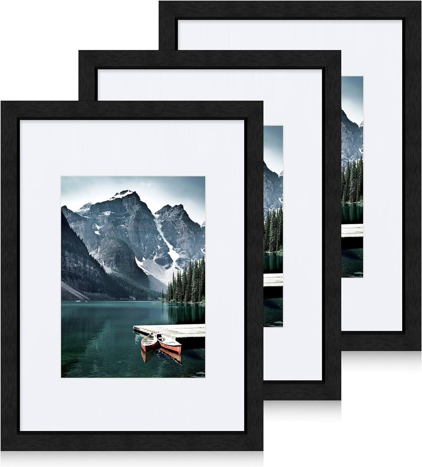 9x12 Black Picture Frames set of 3, Made of Wooden and Glass Photo ...