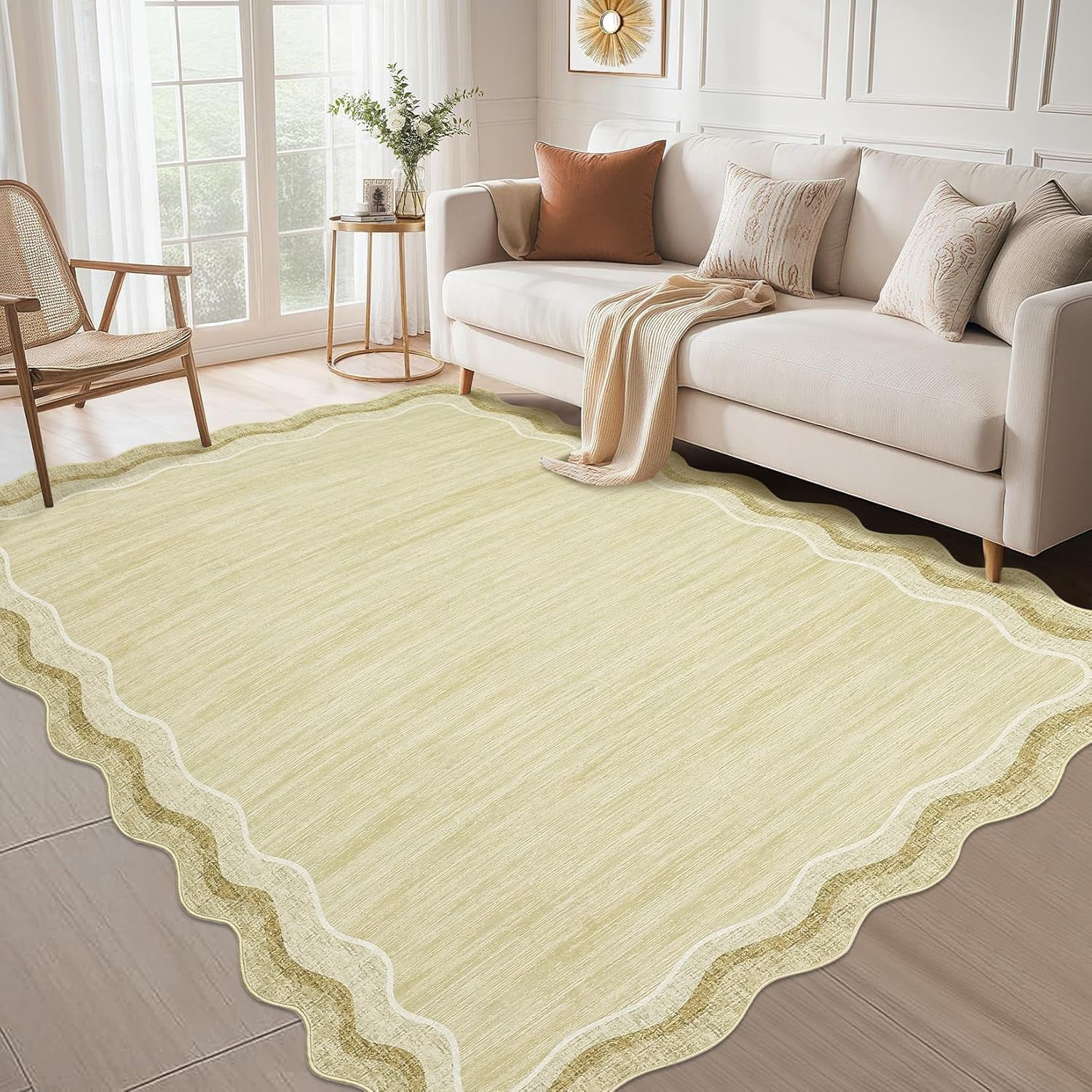9x12 FT Modern Plaid Area Rug, Washable Living Room Rug with Low Pile ...