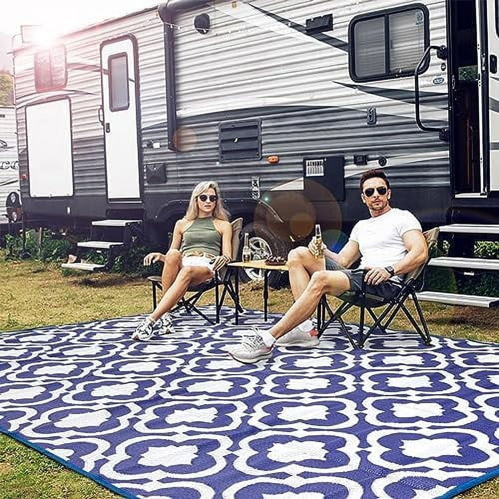 9x12 FT Outdoor Rug for Patio, Large Reversible RV Camping Rug ...