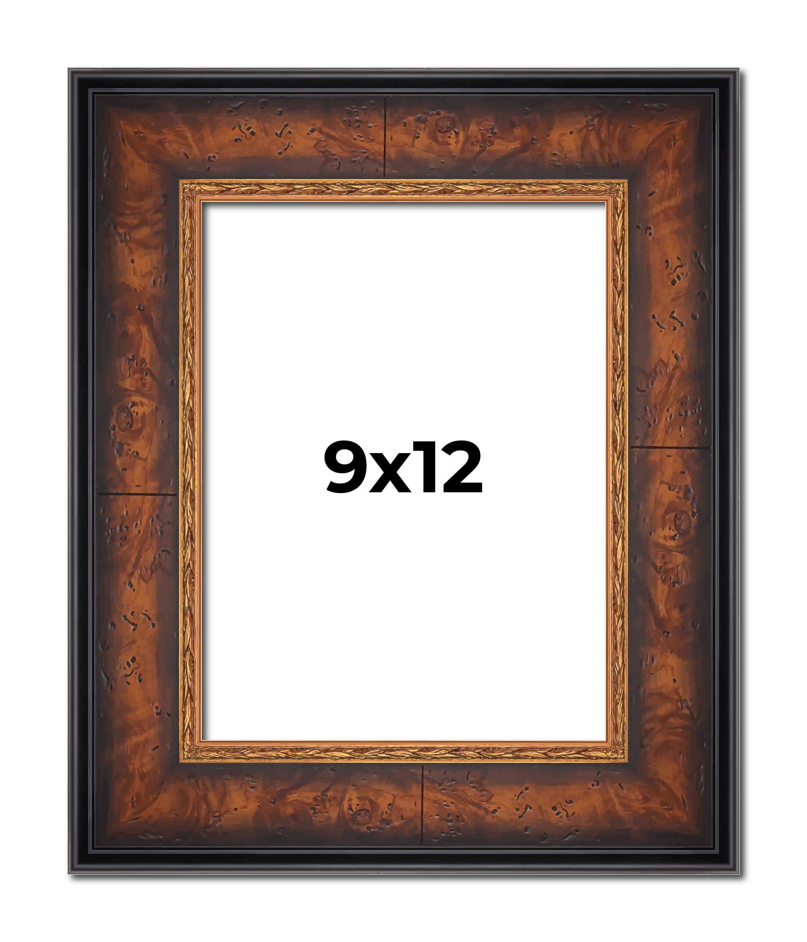 9x12 Frame Brown Walnut Gold Ornate Trim Solid Wood Plein Air Picture ...