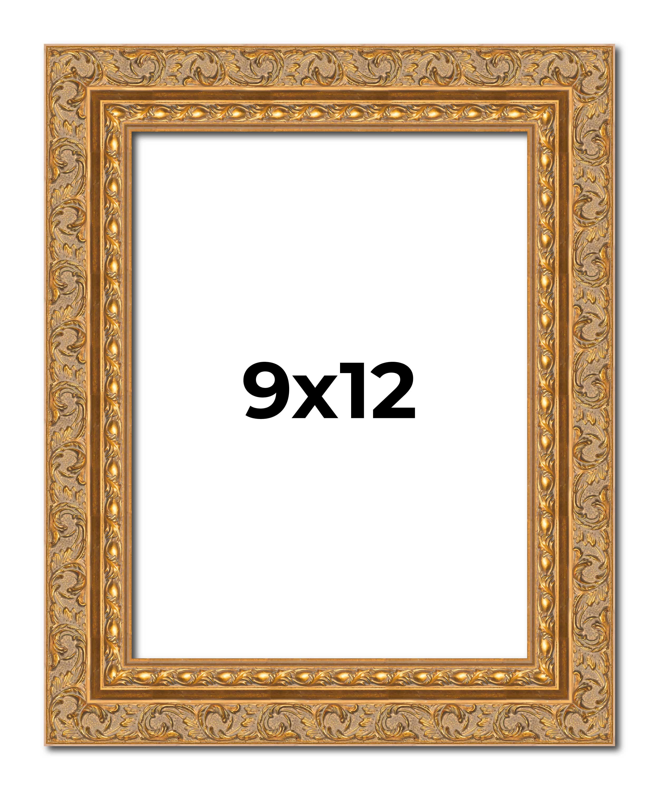 9x12 Frame Gold Ornate Solid Wood Picture Frame | 2 Inch Moulding Width ...