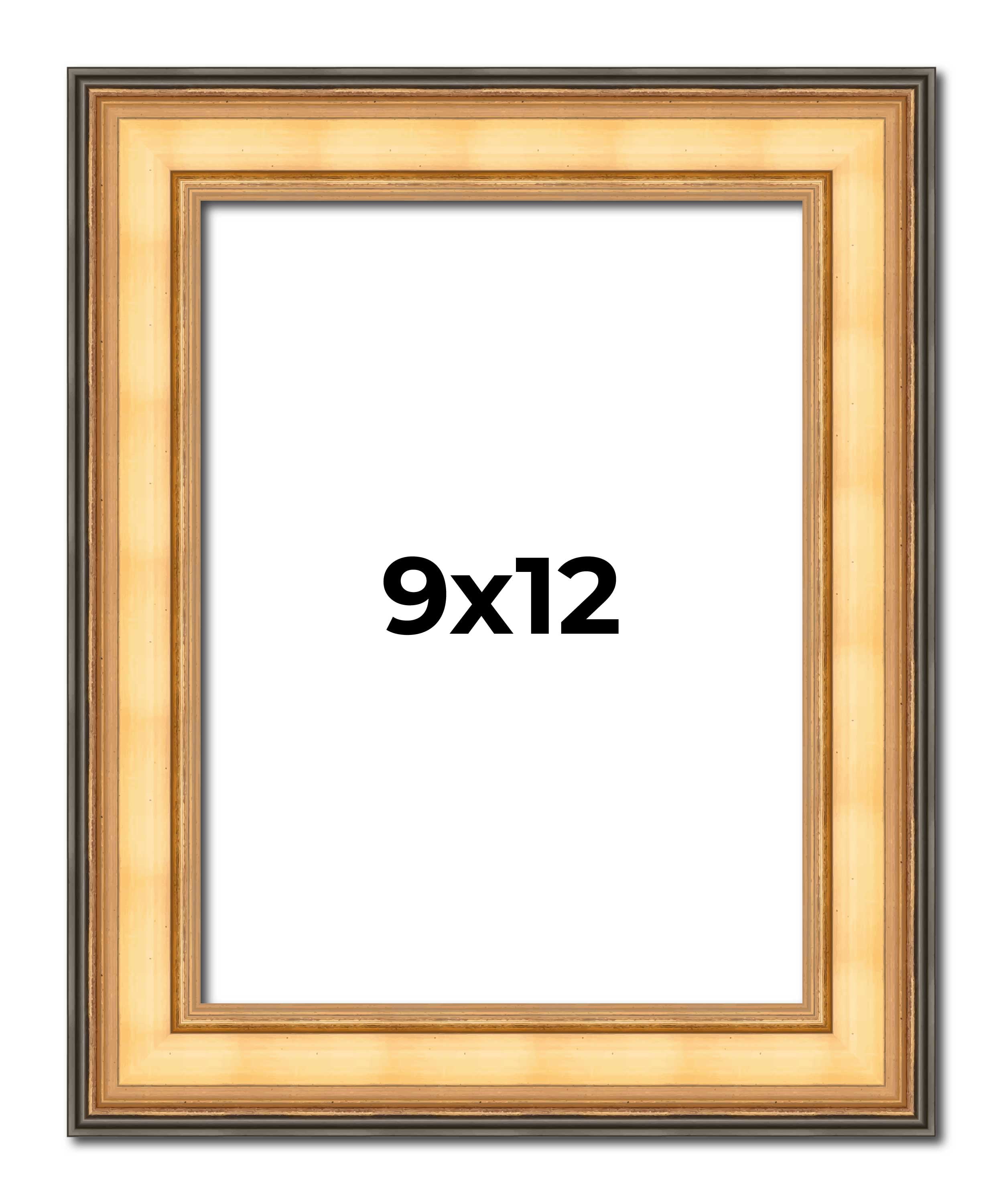 9x12 Frame Gold Plein Aire Solid Wood Picture Frame Width 2 Inches ...