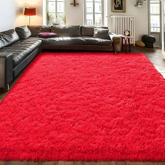 9x12 Large Area Rugs for Living Room, Ultra Soft Red Big Shag Rug for ...