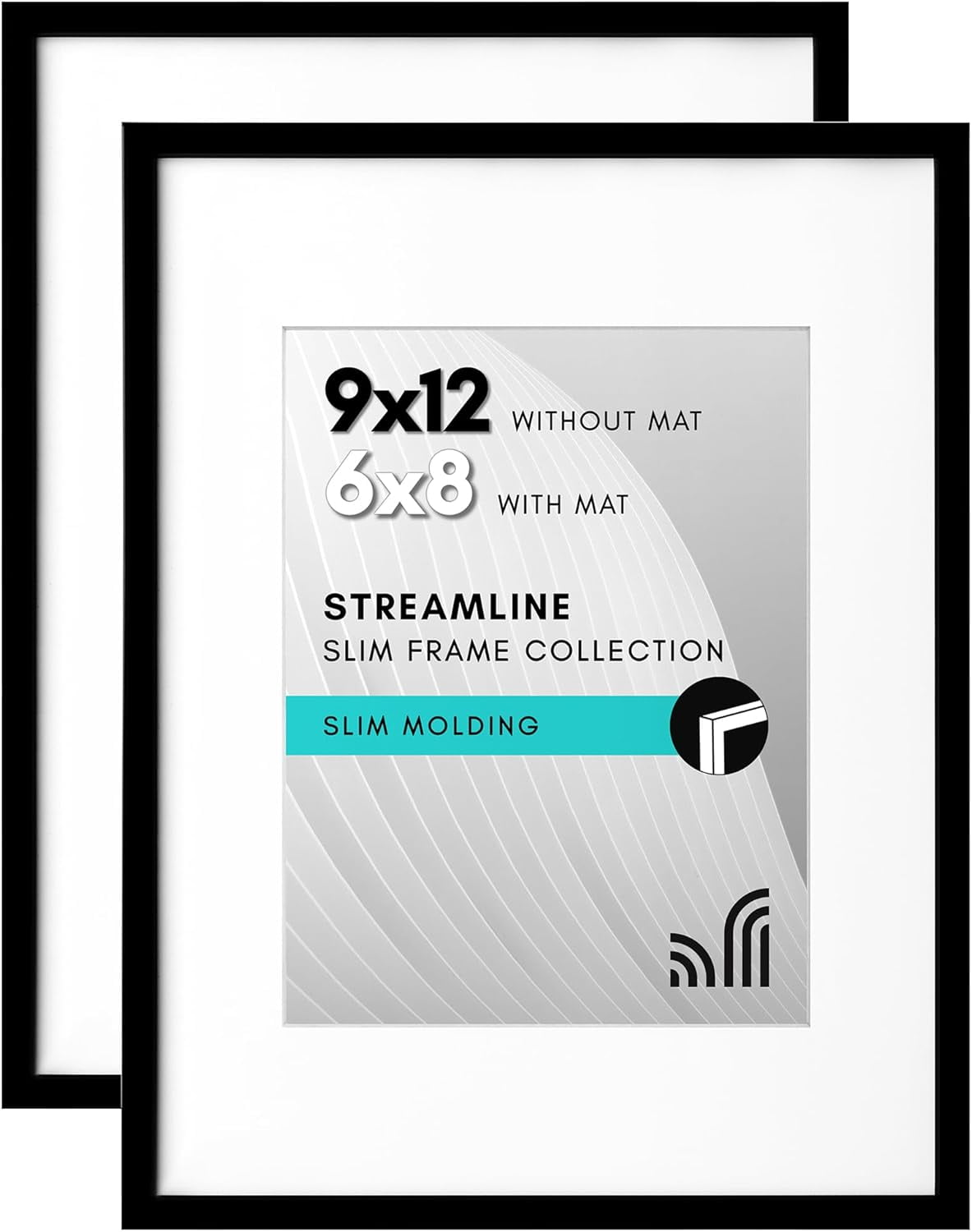 9x12 Picture Frame with Shatter-Resistant Glass - Set of 2 - Use as 6x8 ...